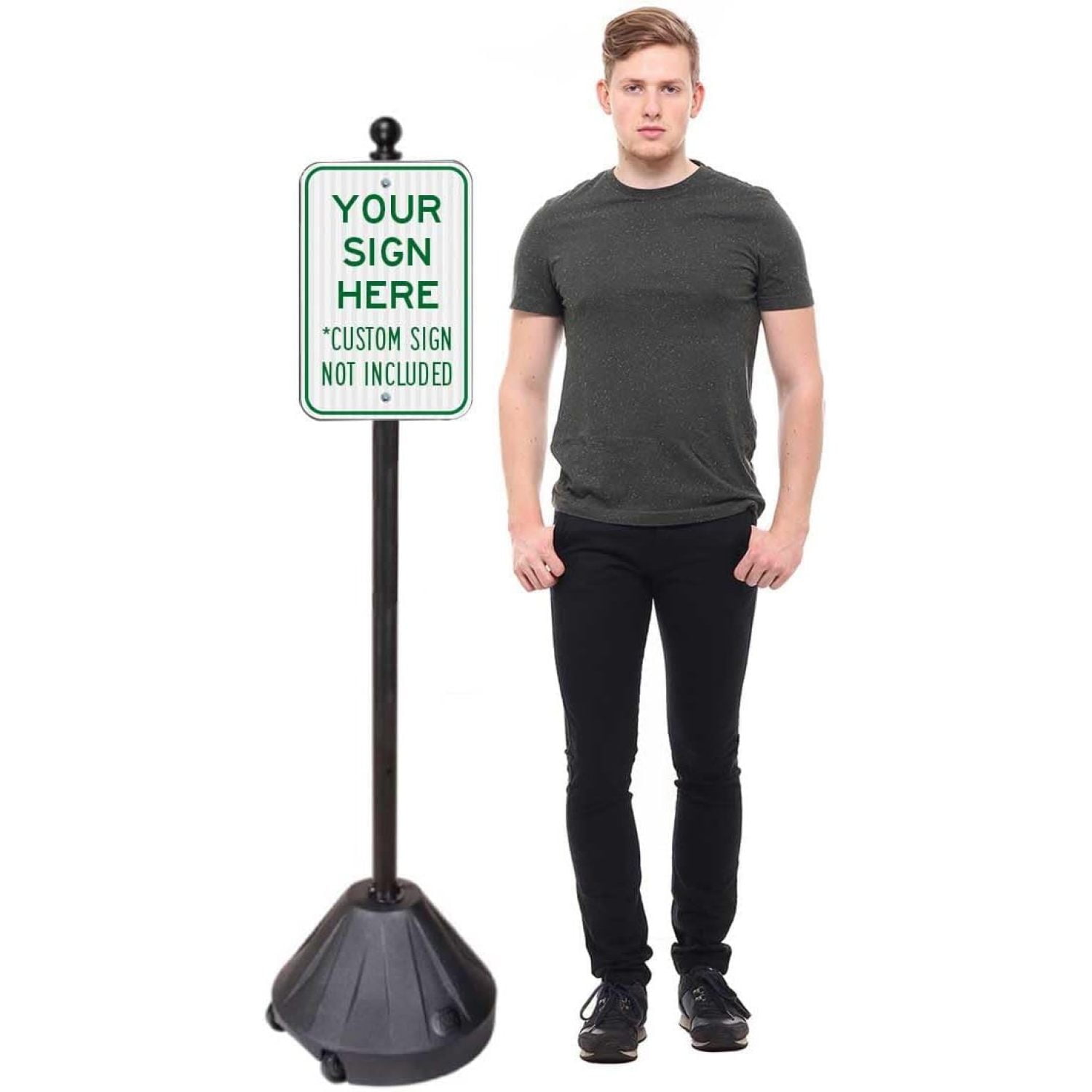 Tip'n Roll Portable Sign Pole - Black 60". with Easy Grab Finial and ...