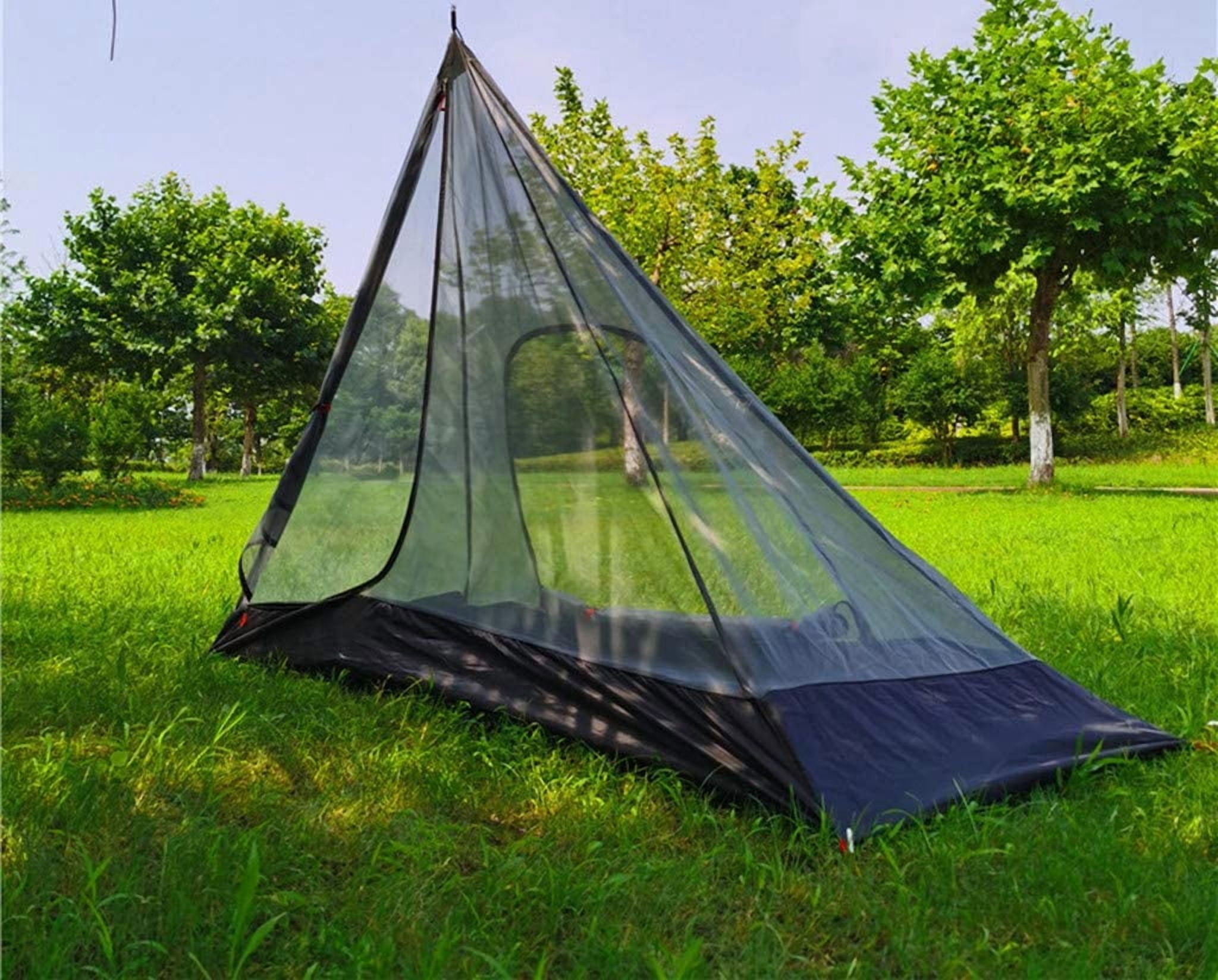 Tipi Tent Half Pyramid Mesh 2-4 Person Hot Teepee Tent with Fire ...