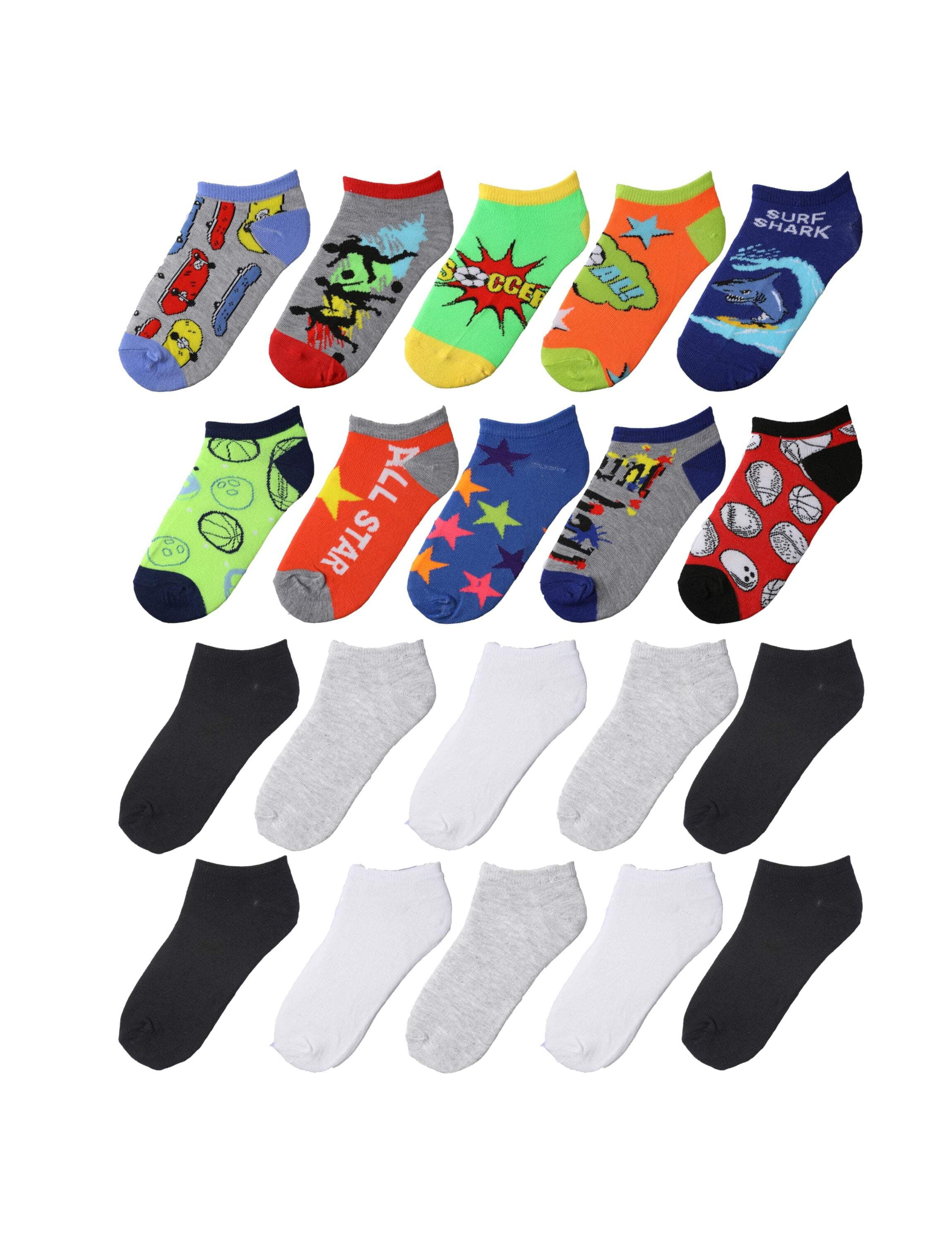 Tipi Toe Boys Ankle Socks 20 Pack Lightweight Novelty Colorful ...