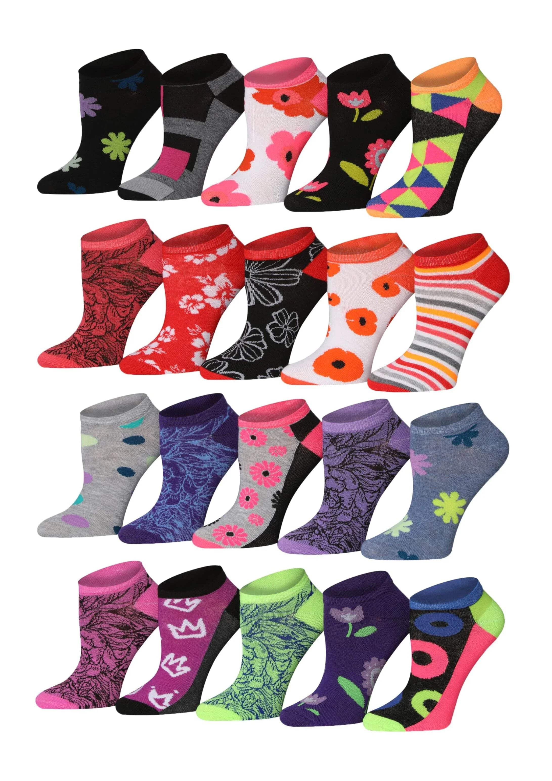 Tipi Toe Ladies' Fun Print No-Show Sock Collection - Multi-Pack (20 ...