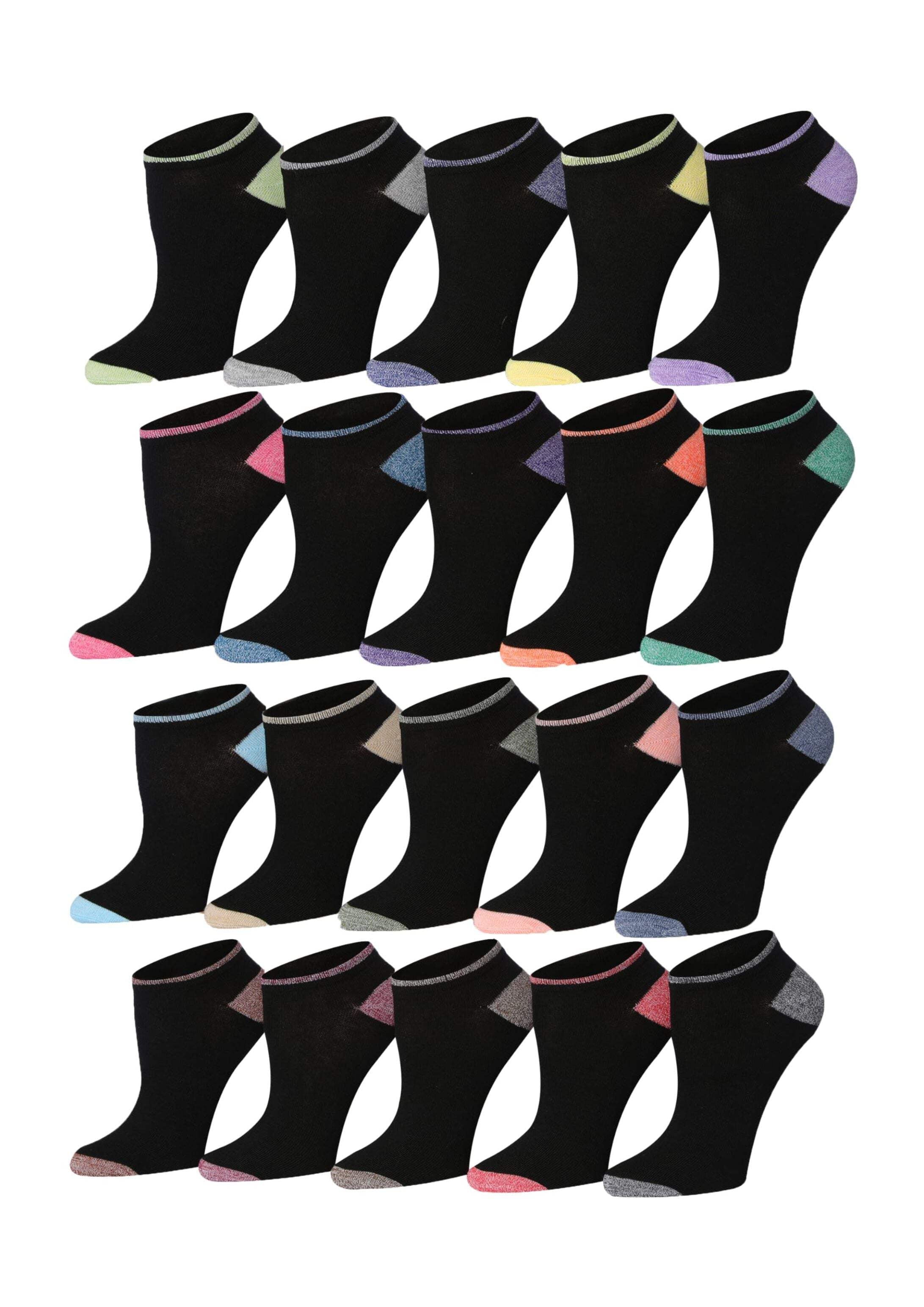 Tipi Toe Women's 20 Pairs Colorful Patterned Funky Low Cut Socks ...