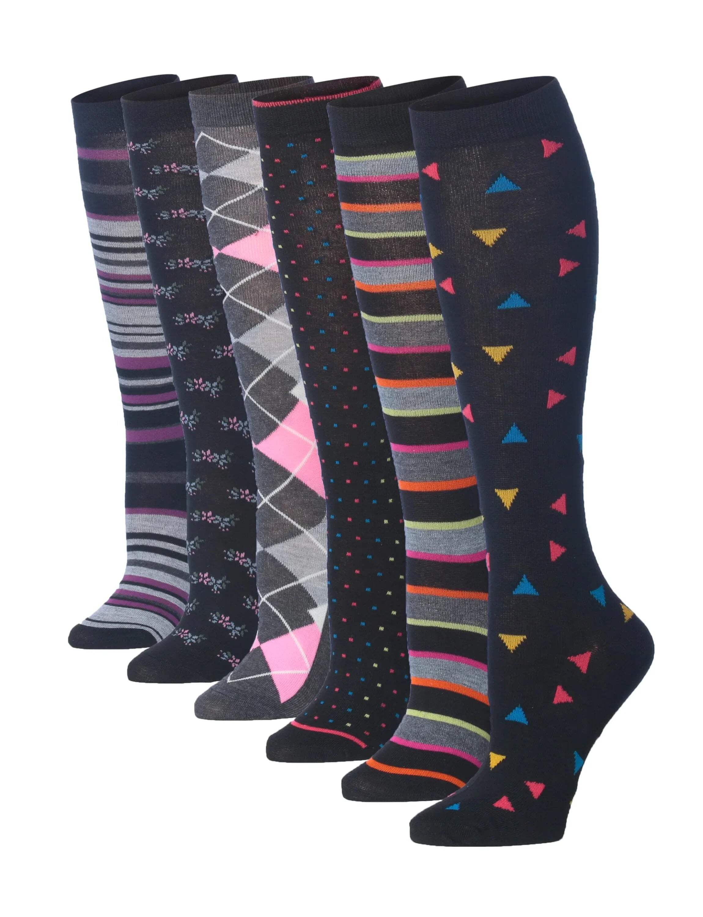 Tipi Toe Women's 6 Pairs Colorful Patterned Knee High Socks - Walmart.com