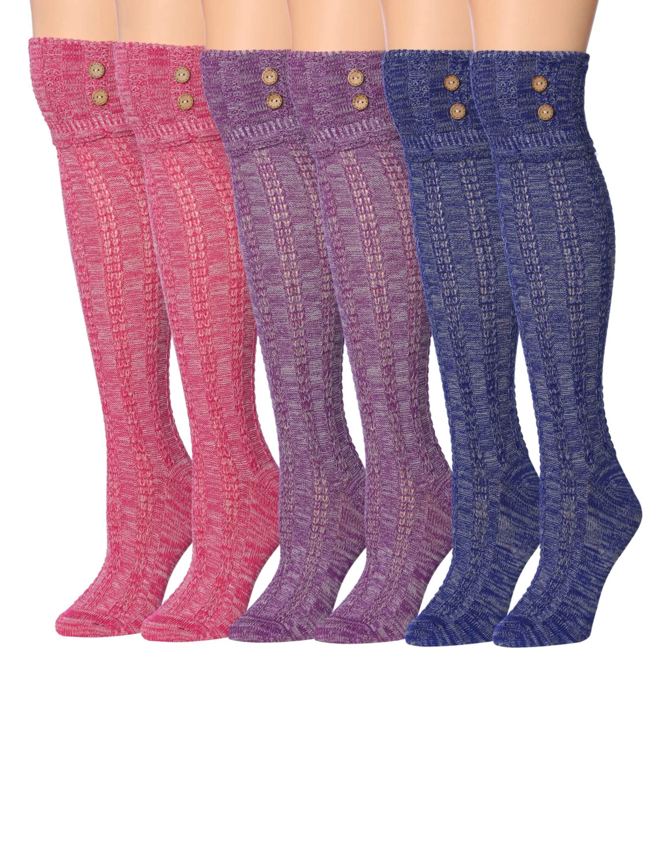 Tipi Toe Women’s Winter Warm Boot Socks – 3 Pairs Knee-High/Over-the ...