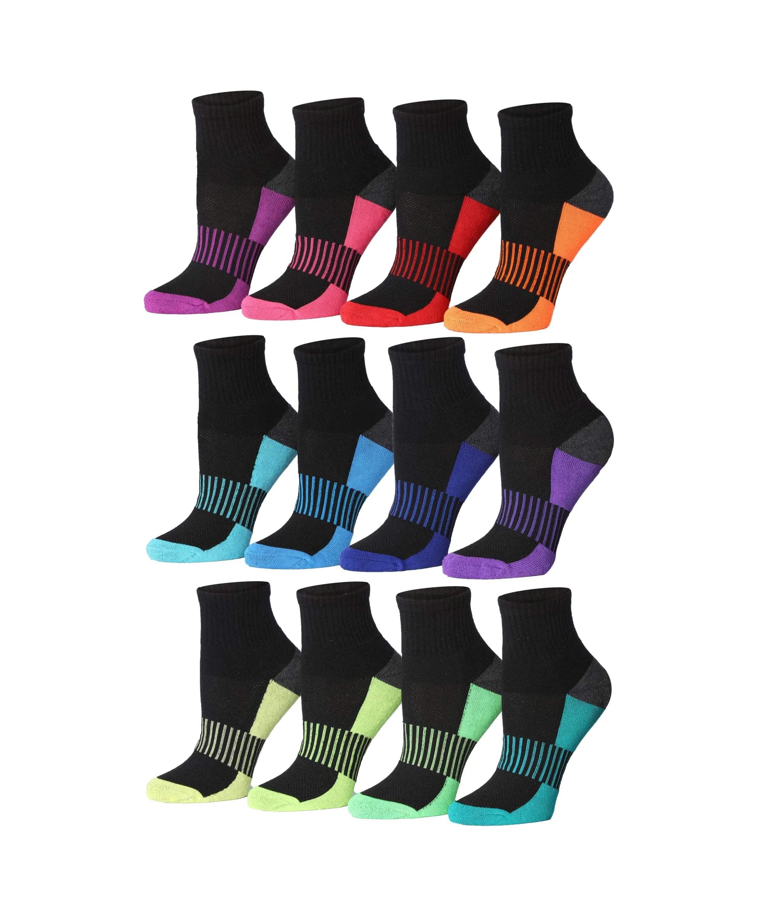 Tipi Toe Women's Quarter Length Ankle High Fitness and Exercise Socks ...