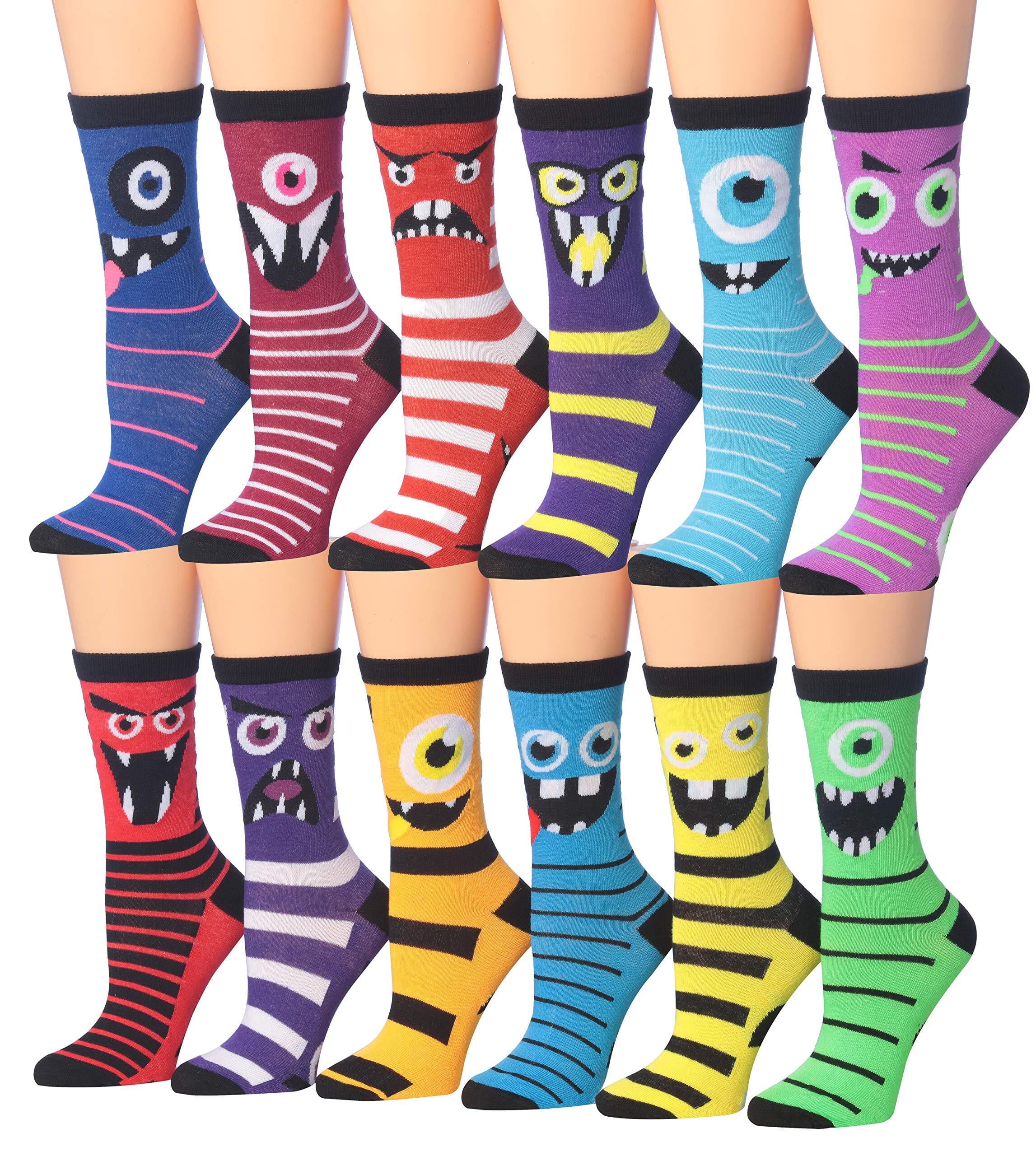 Tipi Toe Colorful Crew Socks for Women – 12-Pack Everyday Comfort Fit ...