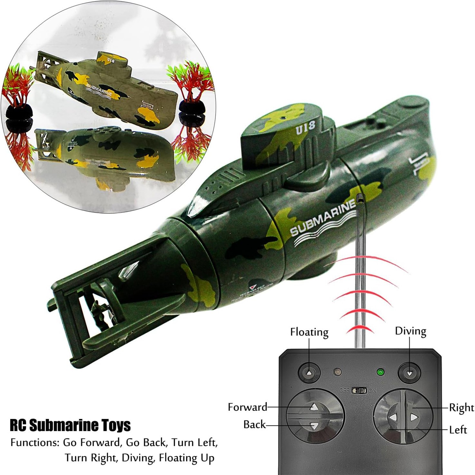 Tipmant Mini RC SubmarineRemote Control Boat ShipMilitary Model ...