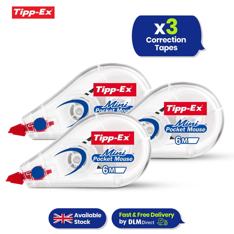 Tipp-Ex Mini Pocket Mouse Correction Tape - 3 Pcs Tear-Resistant White ...