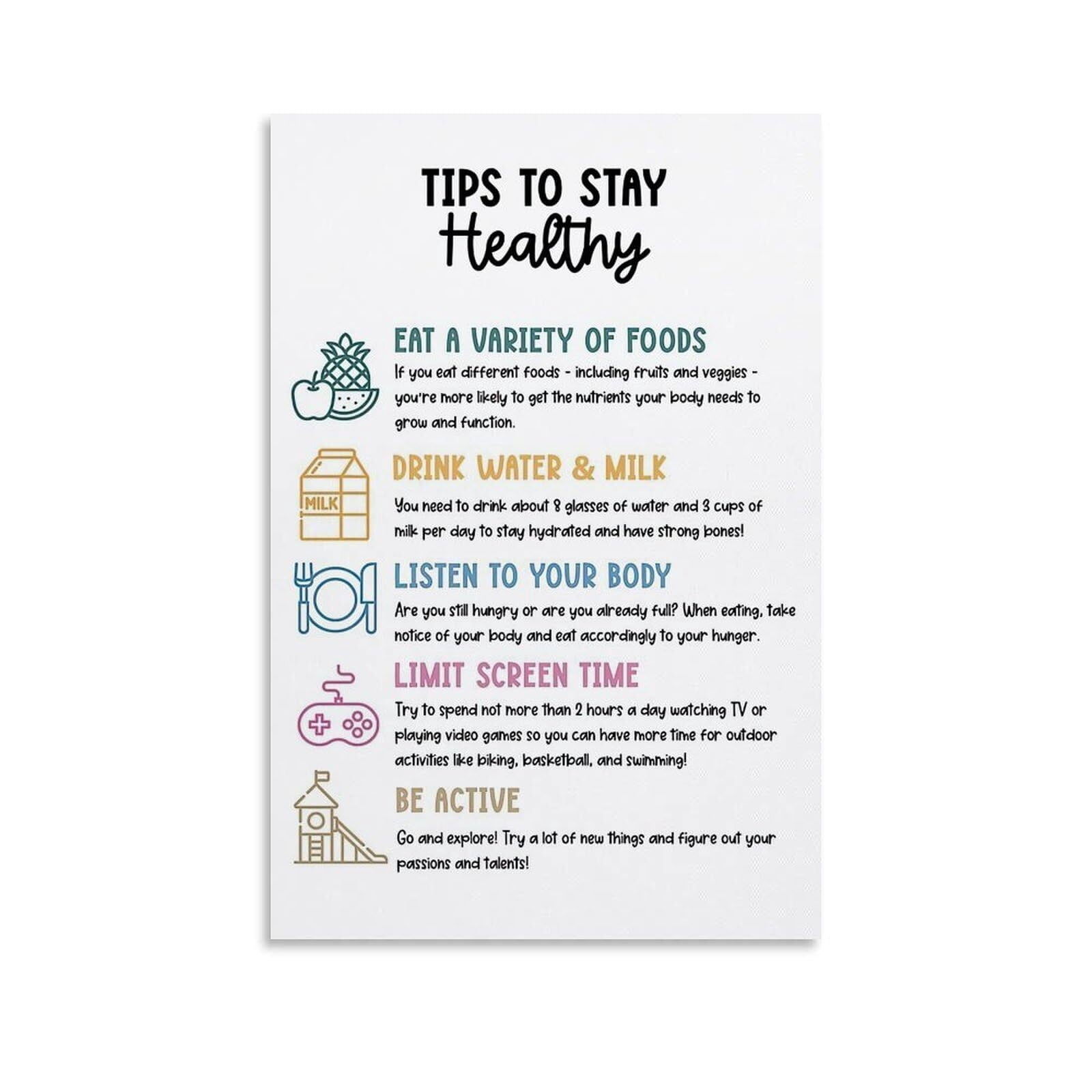 Tips to Stay Healthy Poster Therapist Office Classroom Mental Health ...