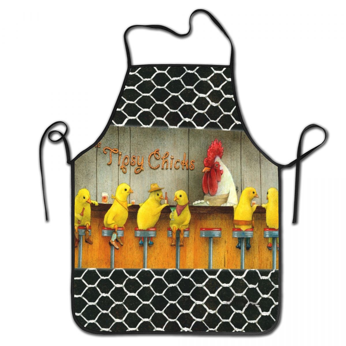 Tipsy Chicks And Rooster Apron for Men Women Cute Cartoon Chickens ...