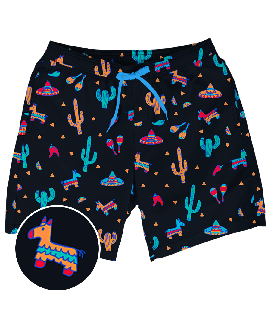 Tipsy Elves Men's Vacation Midnight Fiesta Stretch Swim Trunks Size ...