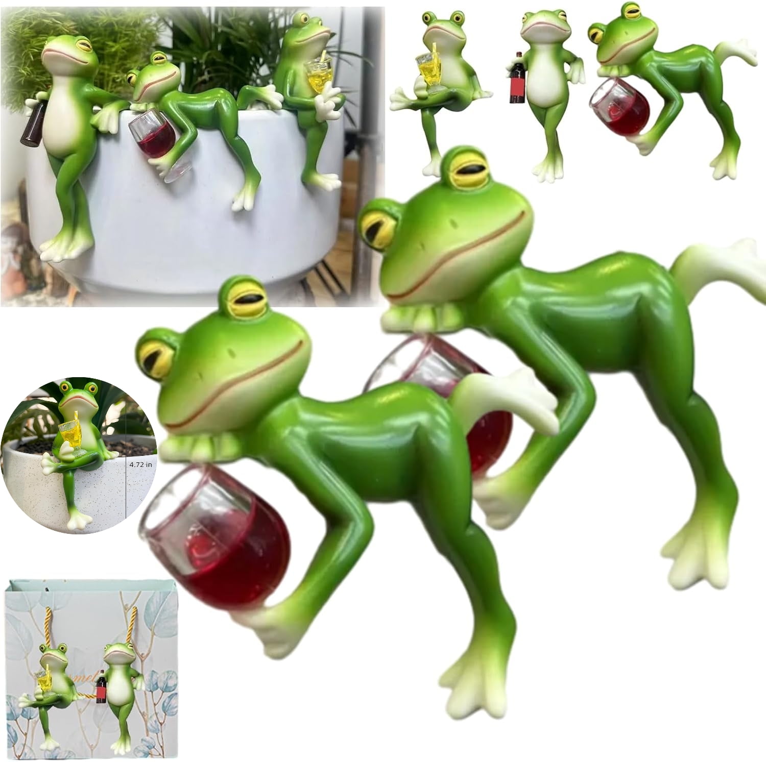 Tipsy Frog Pot Hugger, Sherum Tipsy Frog, Pubyfun Tipsy Frog, Flower ...