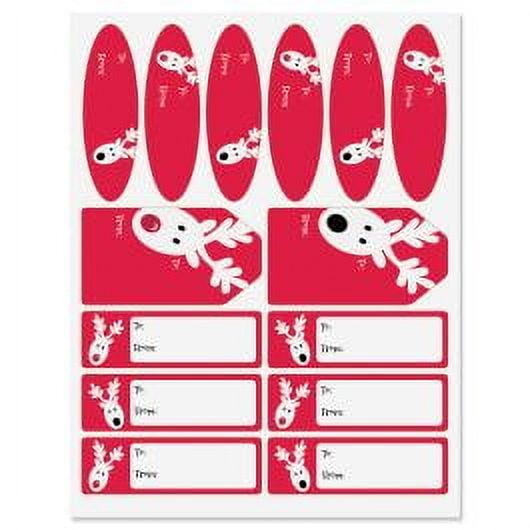 Tipsy Reindeer Gift Wrap to/from Labels, Set of 42 (3 Sizes, 3 Desgins ...
