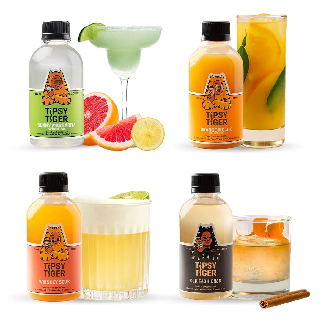 Tipsy Tiger Assorted Flavors Cocktail Mixer Old Fashioned Margarita Orange Mojito Kaffir Lime ...