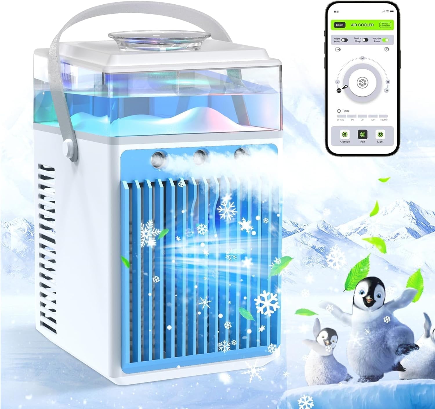 Tiptop Home Portable Air Cooler, 4 in 1 Mini Air Cooler, 3-Speed, 550ml ...