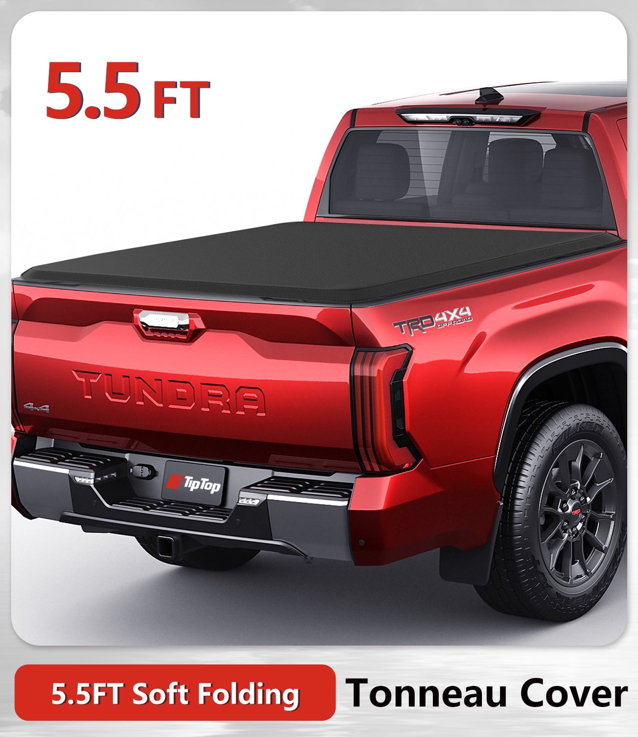 Tiptop Trifold Soft Folding Tonneau Cover for 2022-2023 Toyota Tundra 5 ...