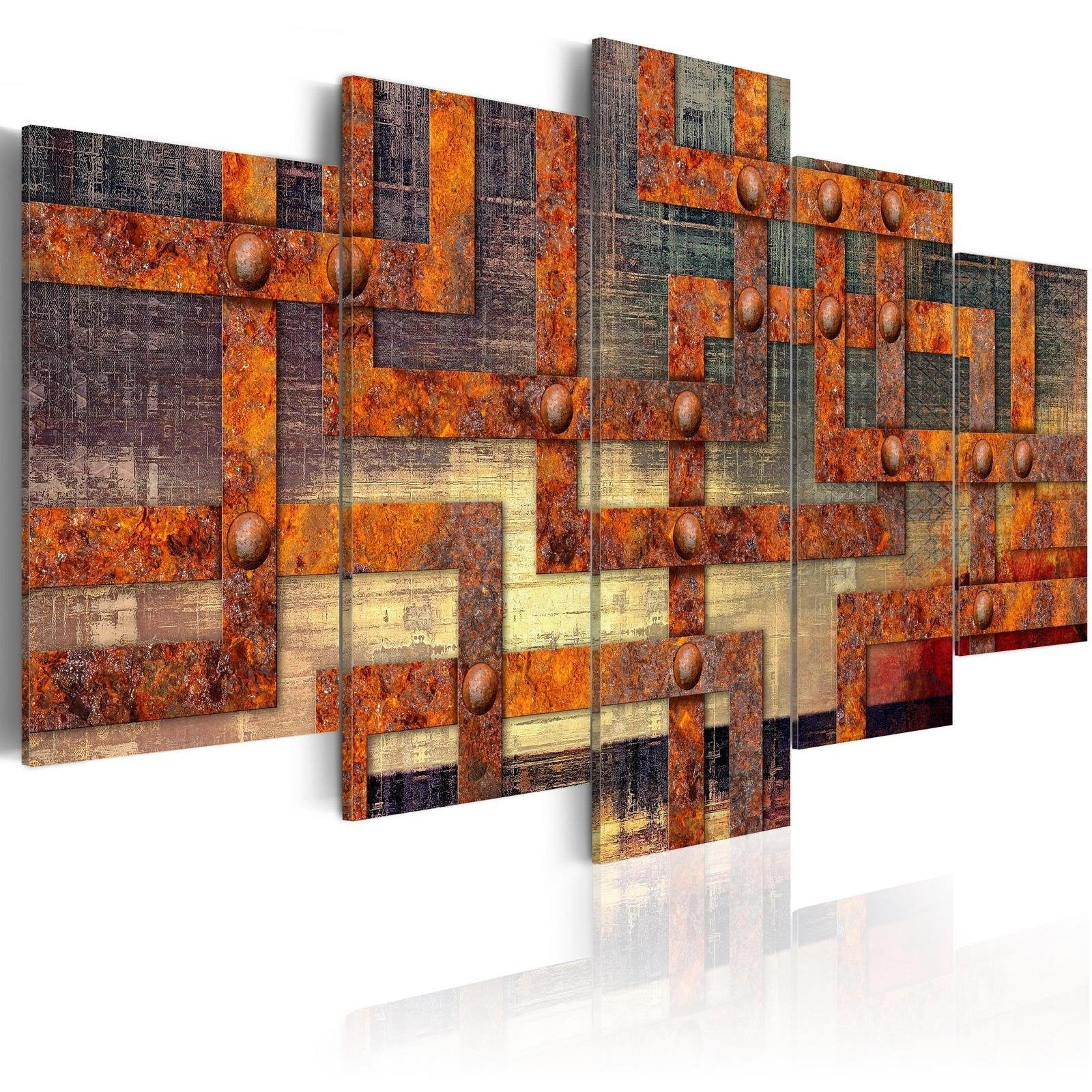 Tiptophomedecor Abstract Canvas Wall Art - Metal Maze - Stretched ...