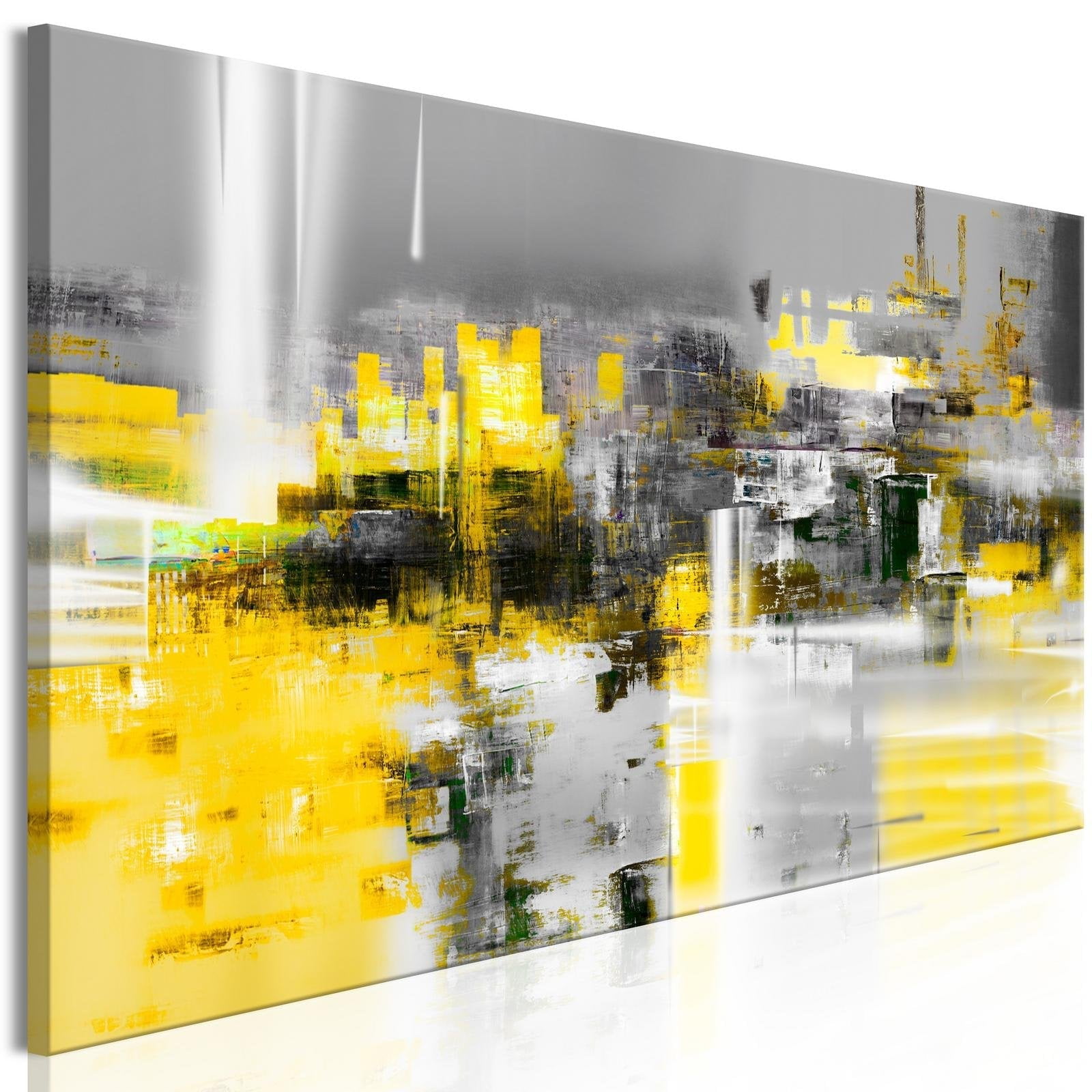 Tiptophomedecor Abstract Canvas Wall Art - Yellow Andromeda Narrow ...