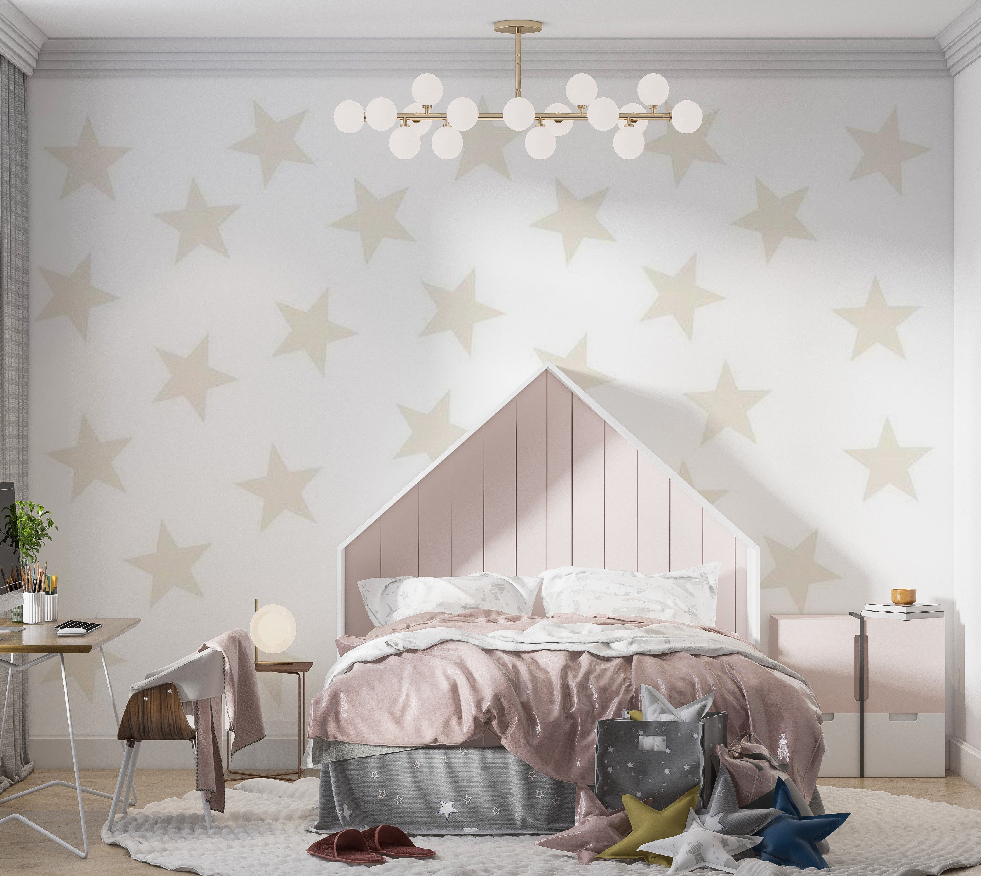 Tiptophomedecor Abstract Wallpaper Wall Mural - Beige Star - Walmart.com