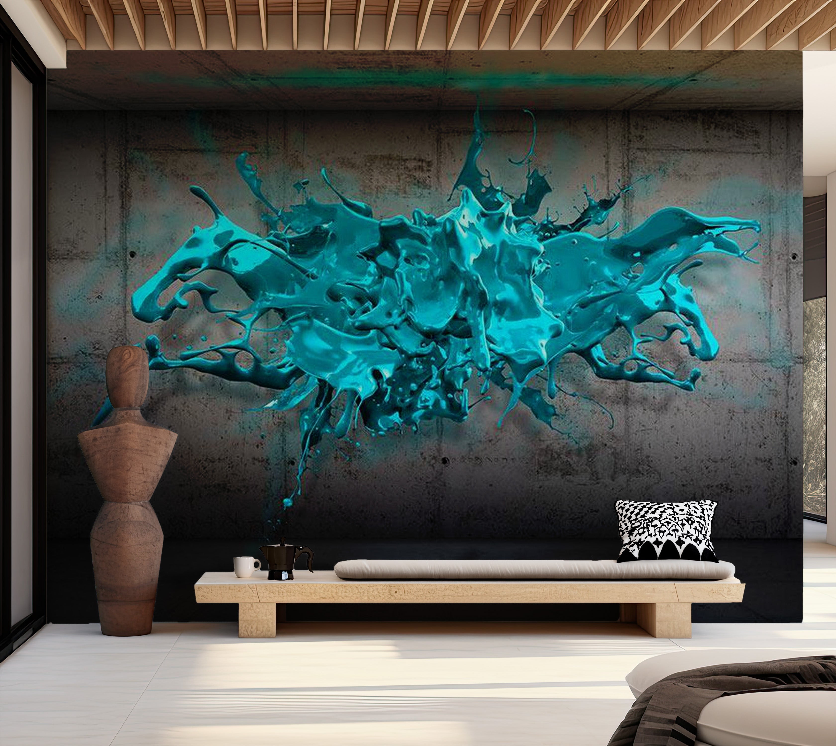 Tiptophomedecor Abstract Wallpaper Wall Mural - Blue Ink Blot - Walmart.com