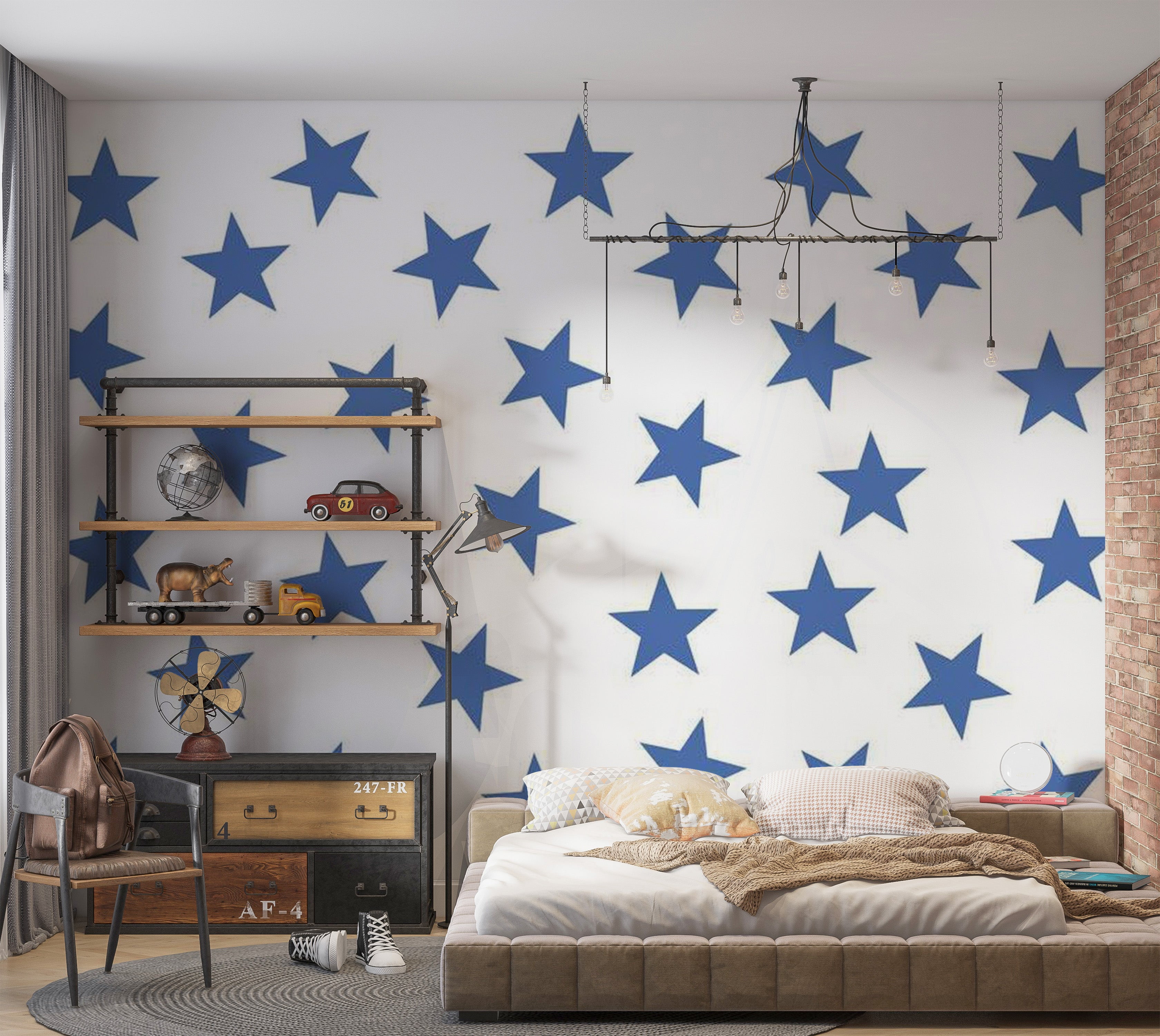 Tiptophomedecor Abstract Wallpaper Wall Mural - Blue Star - Walmart.com