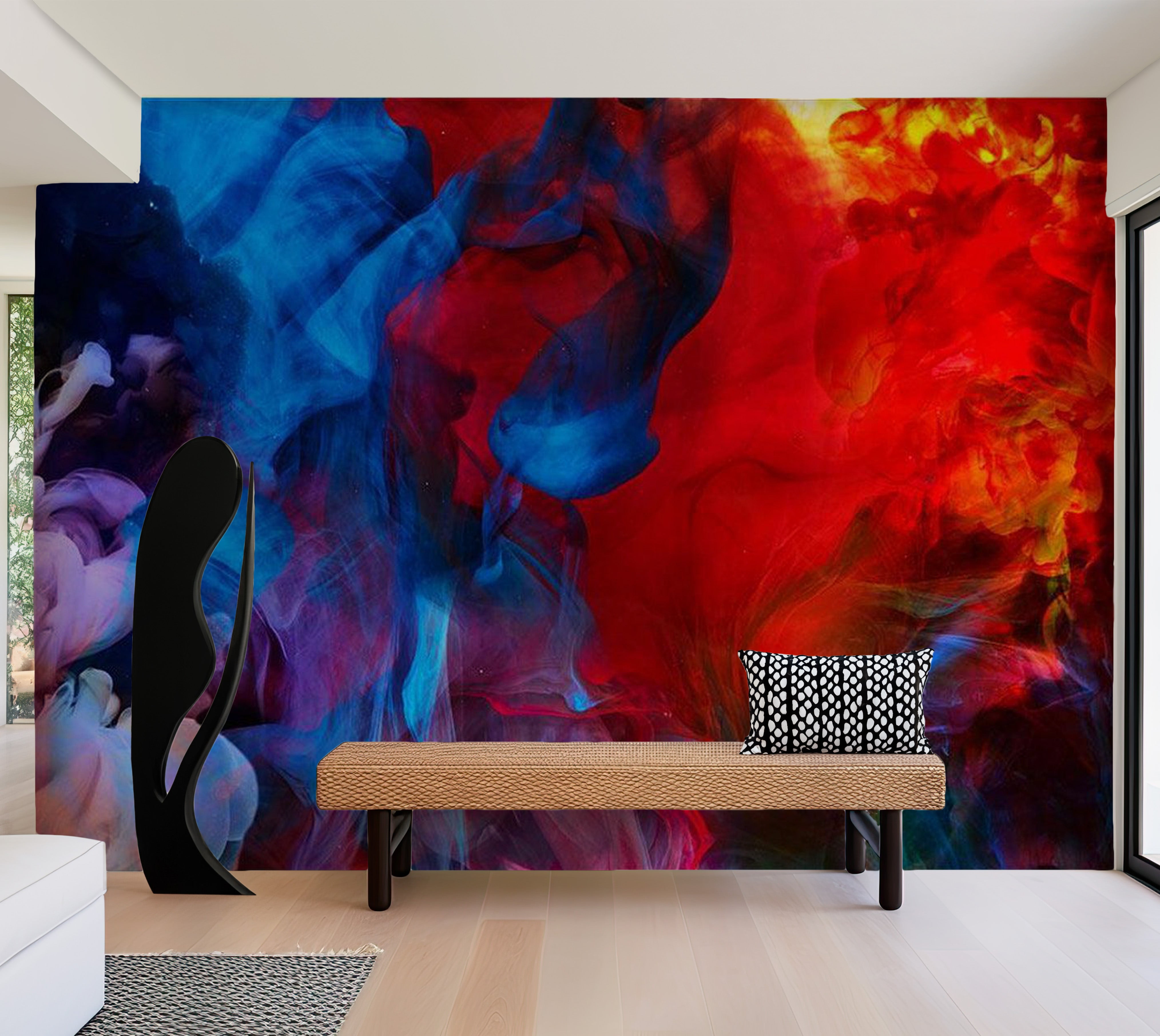 Tiptophomedecor Abstract Wallpaper Wall Mural - Colored Flames ...
