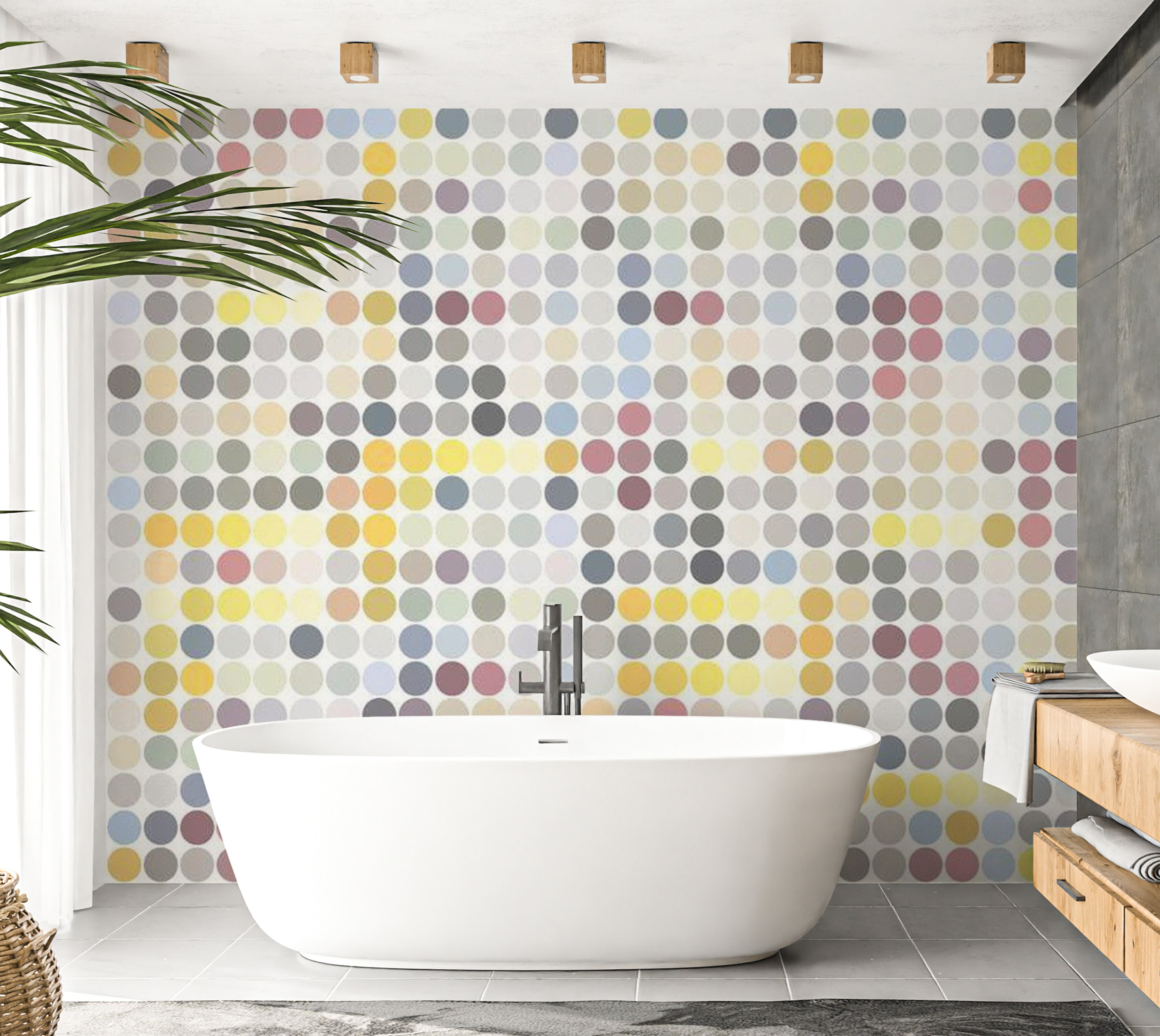 Tiptophomedecor Abstract Wallpaper Wall Mural - Colored Polka Dots ...
