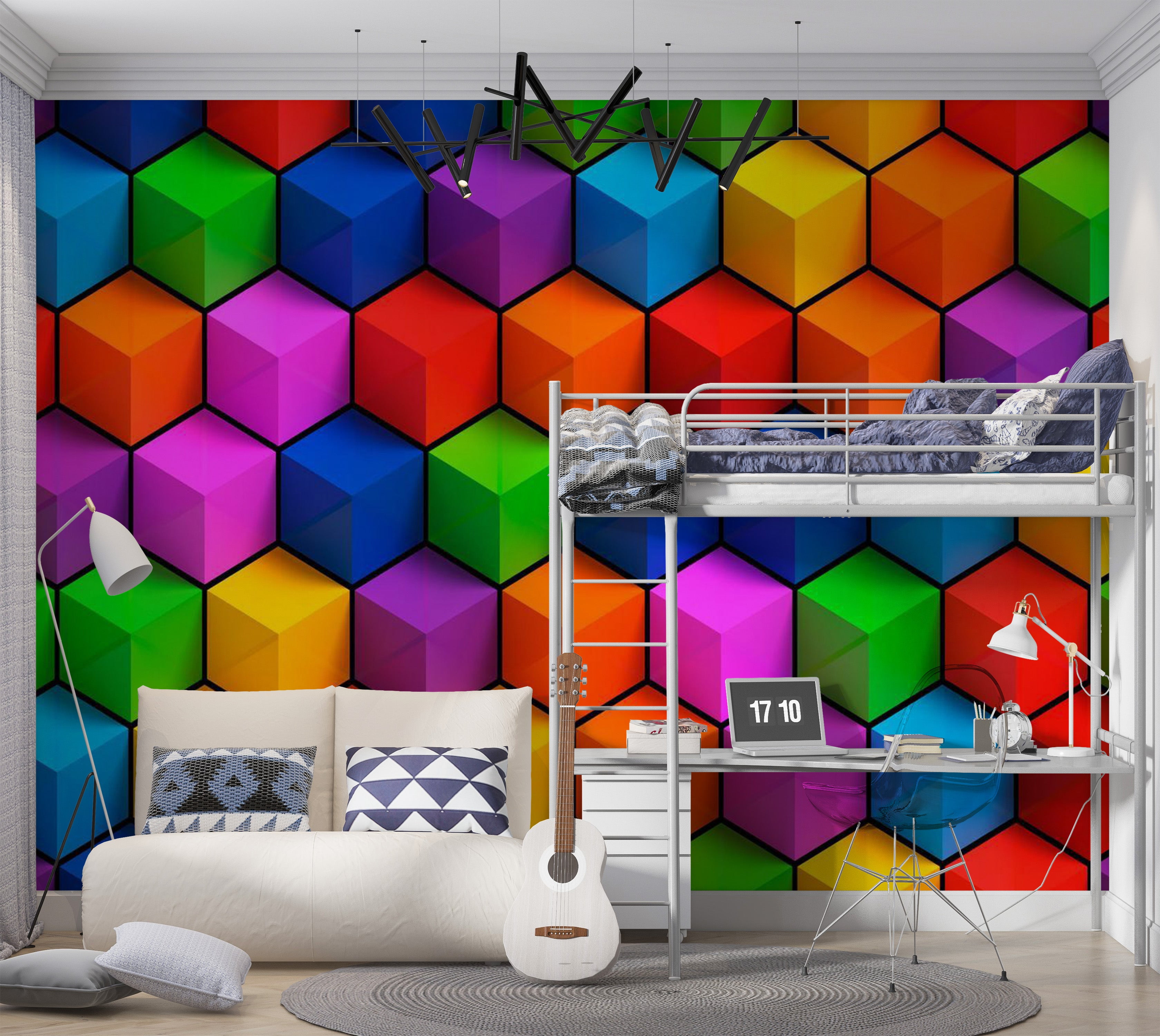 Tiptophomedecor Abstract Wallpaper Wall Mural - Colorful Geometric ...