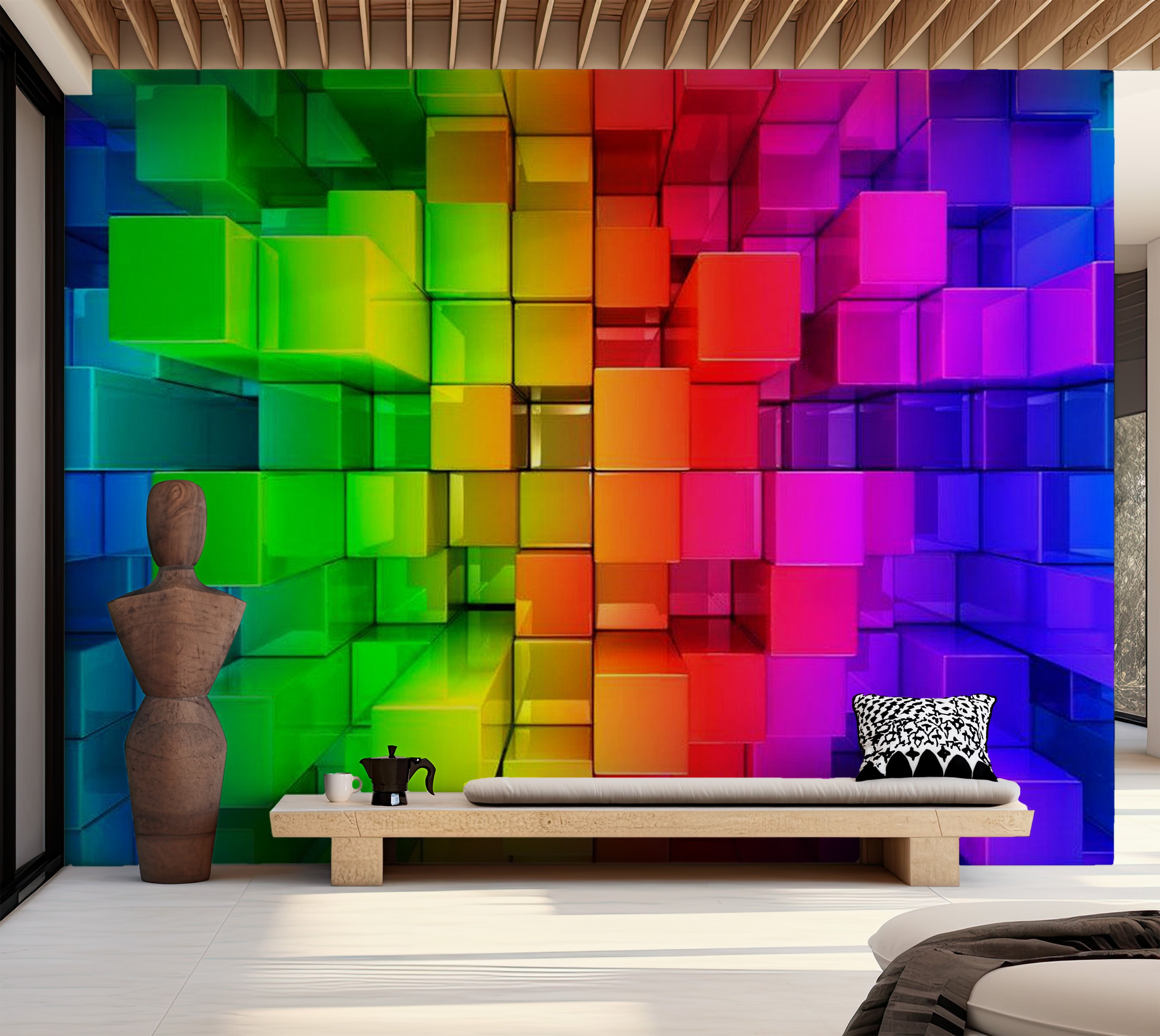 Tiptophomedecor Abstract Wallpaper Wall Mural - Colour Jigsaw - Walmart.com