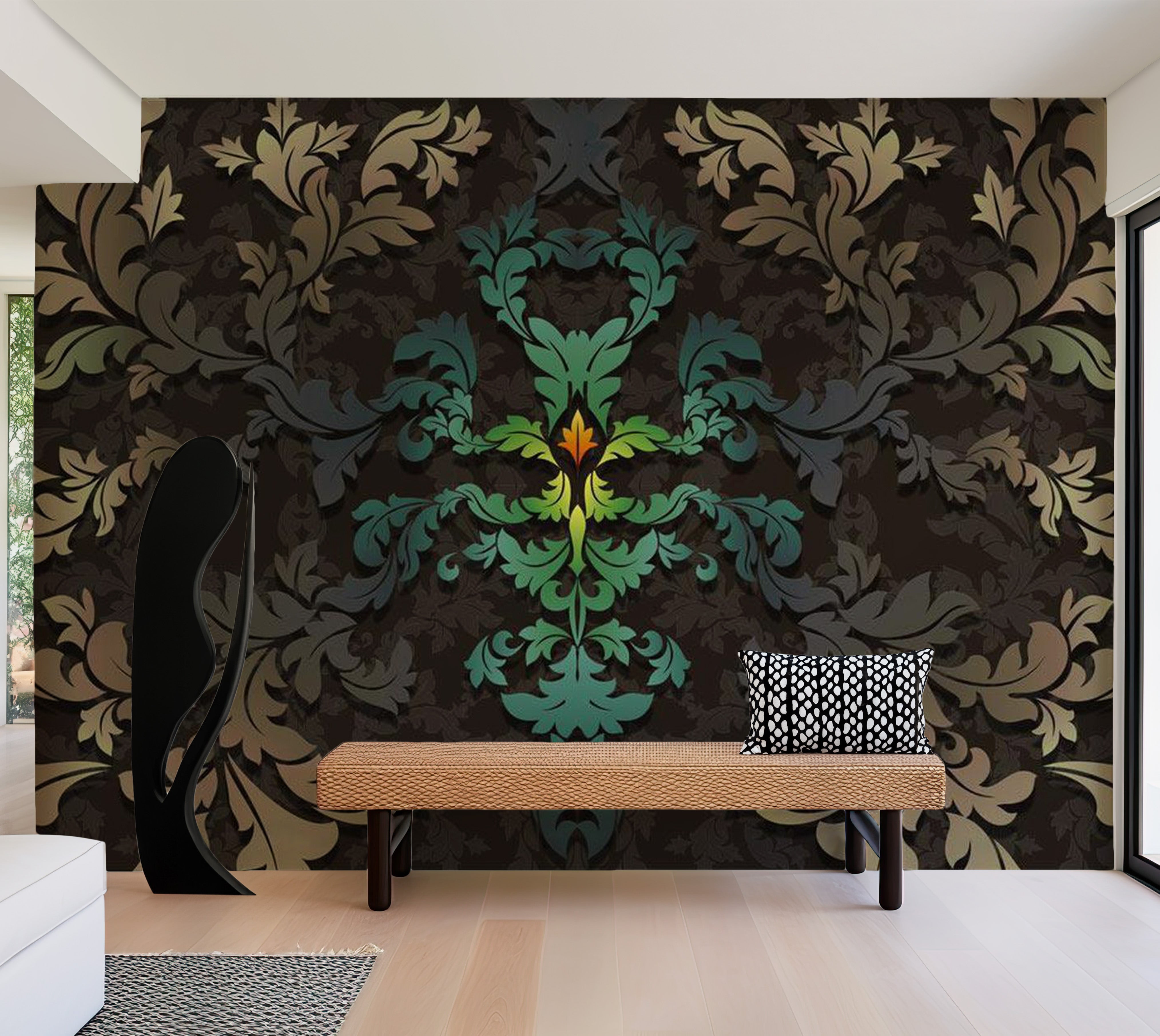 Tiptophomedecor Abstract Wallpaper Wall Mural - Dancing Leaves ...