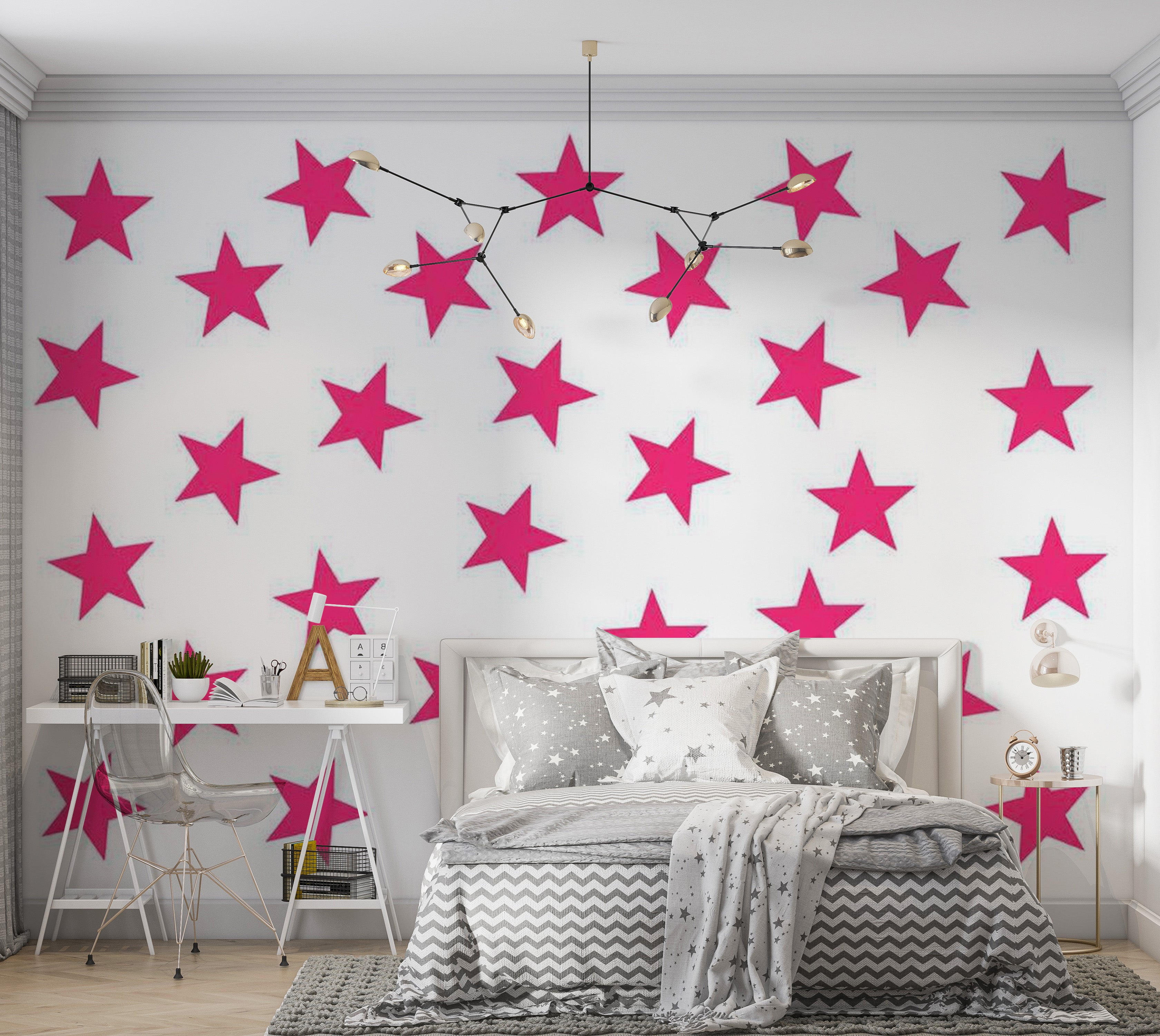 Tiptophomedecor Abstract Wallpaper Wall Mural - Pink Star - Walmart.com