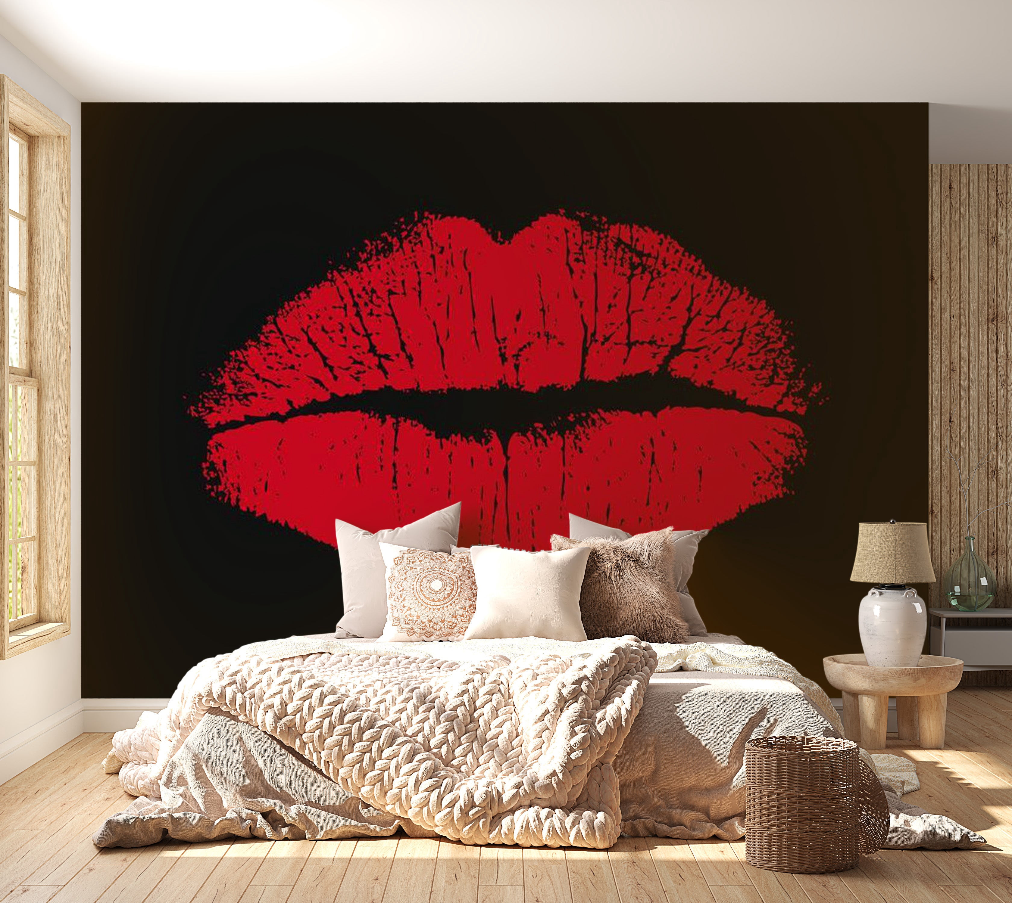 Tiptophomedecor Abstract Wallpaper Wall Mural - Sensual Lips - Walmart.com