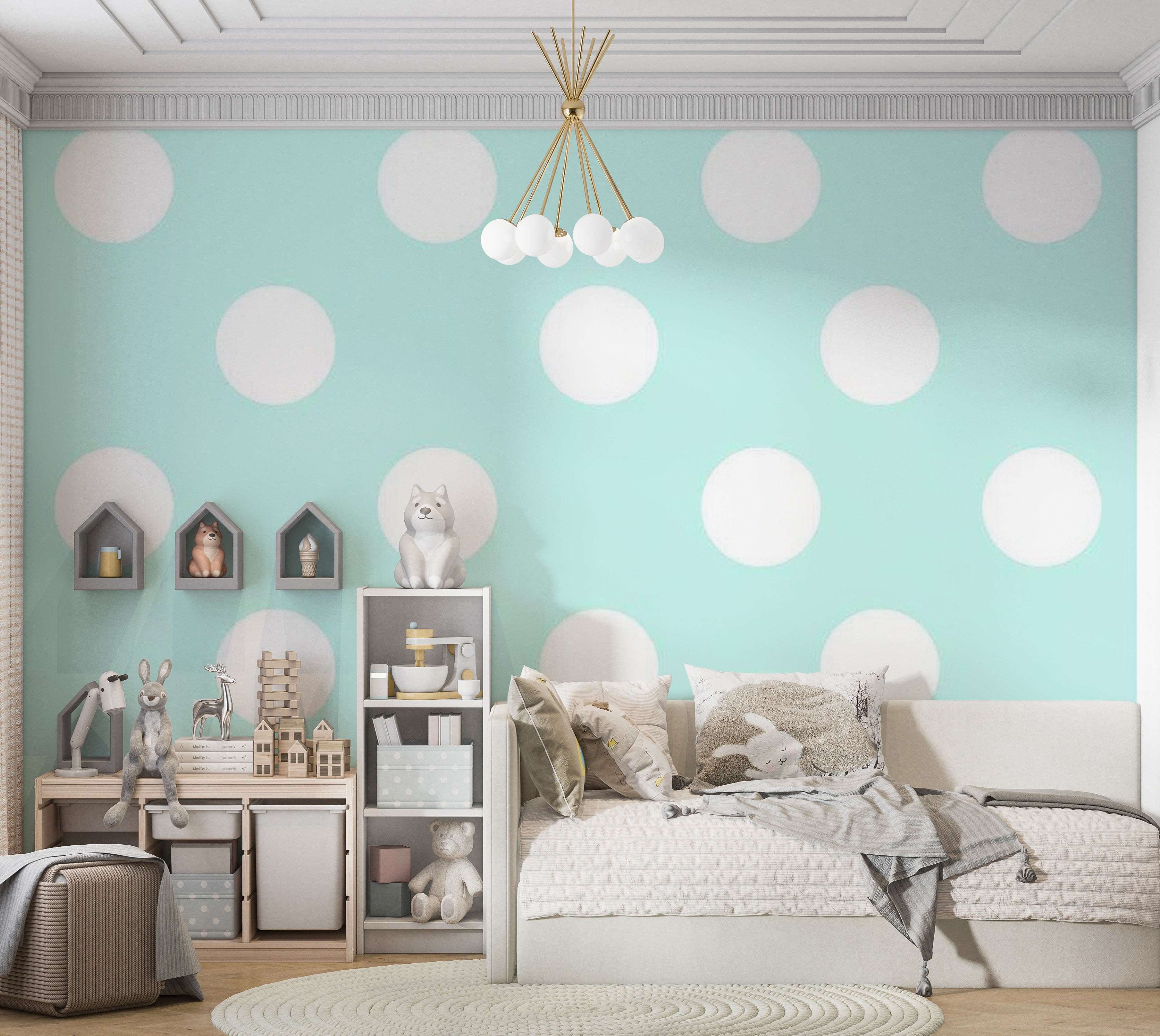 Tiptophomedecor Abstract Wallpaper Wall Mural - Sky Blue Dots - Walmart.com