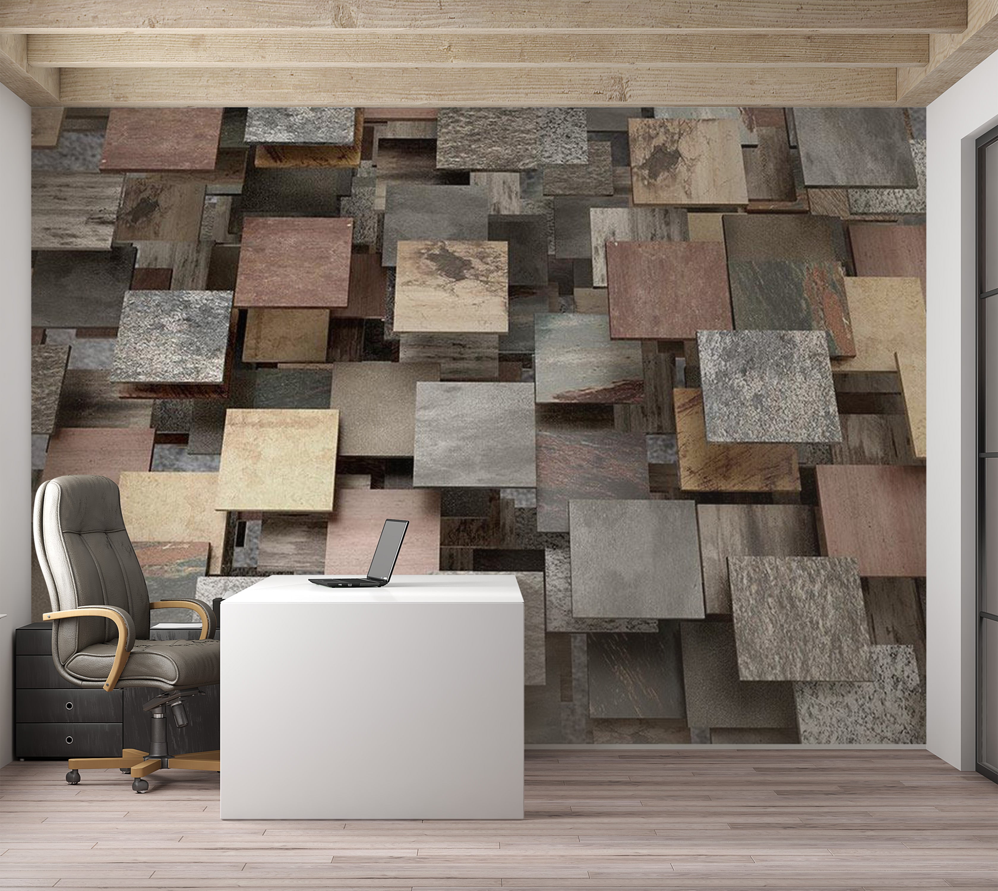Tiptophomedecor Abstract Wallpaper Wall Mural - Square Structure ...