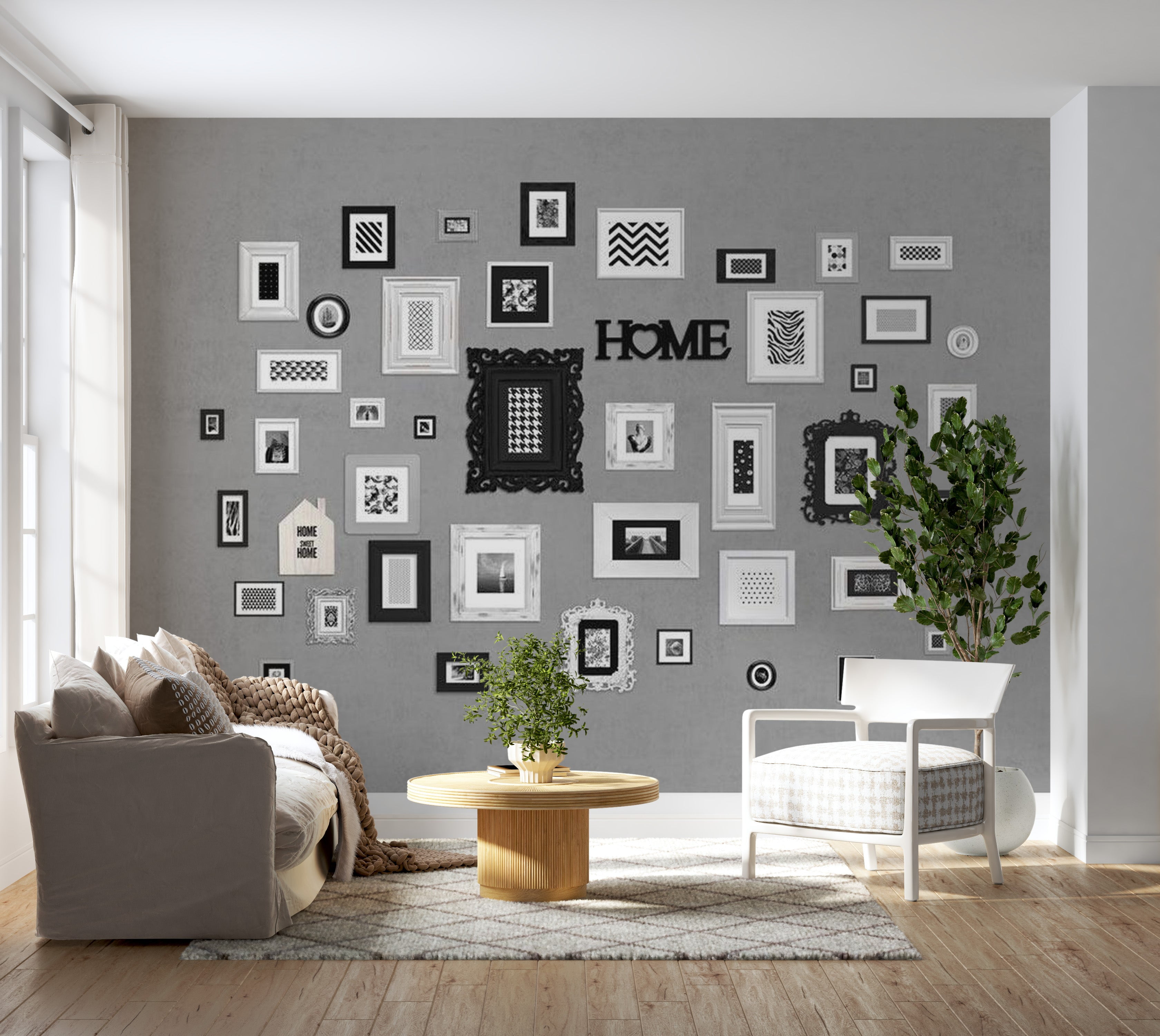Tiptophomedecor Abstract Wallpaper Wall Mural - Wall Full Of Frames ...