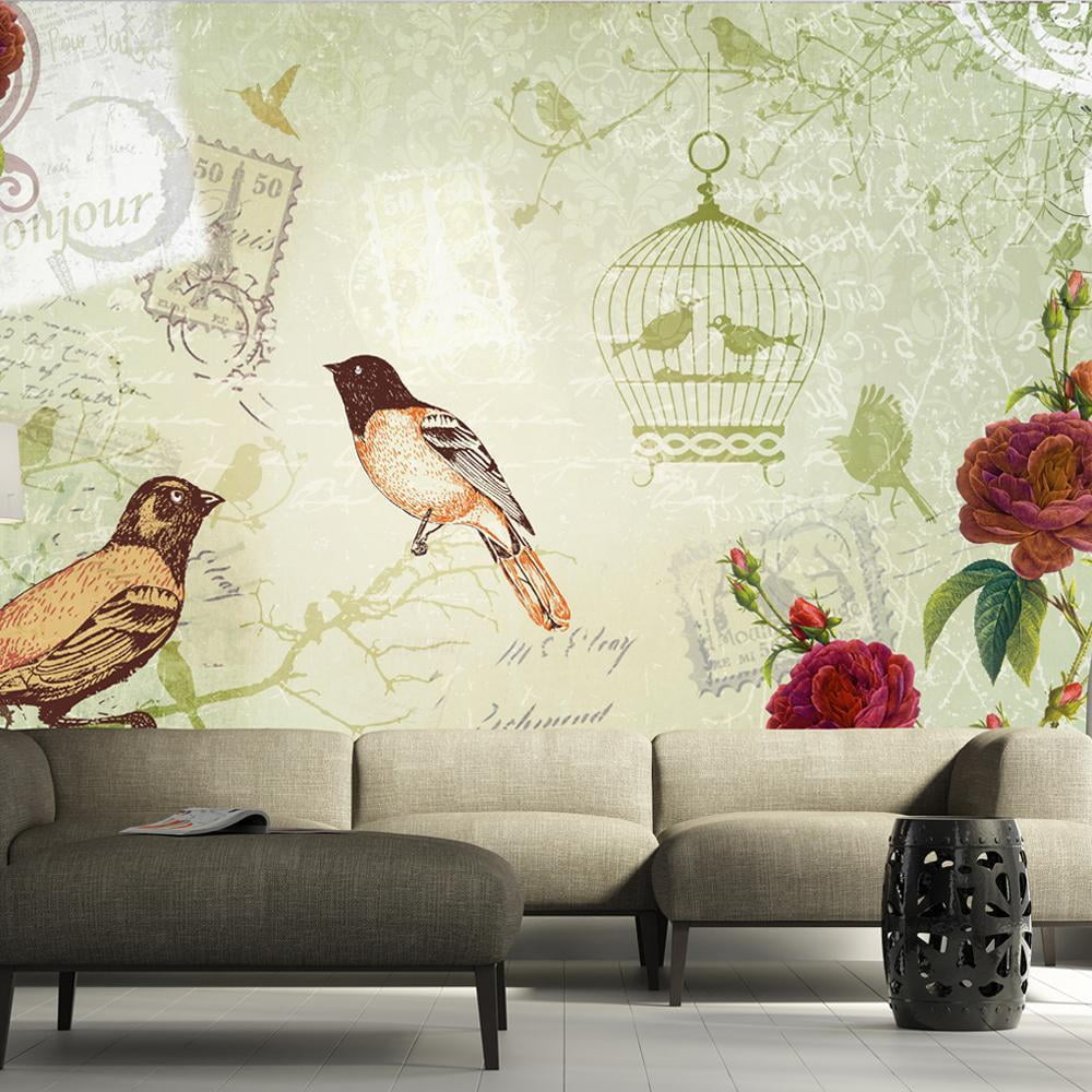 Tiptophomedecor Animal Wallpaper Wall Mural - Vintage Birds - Walmart.com