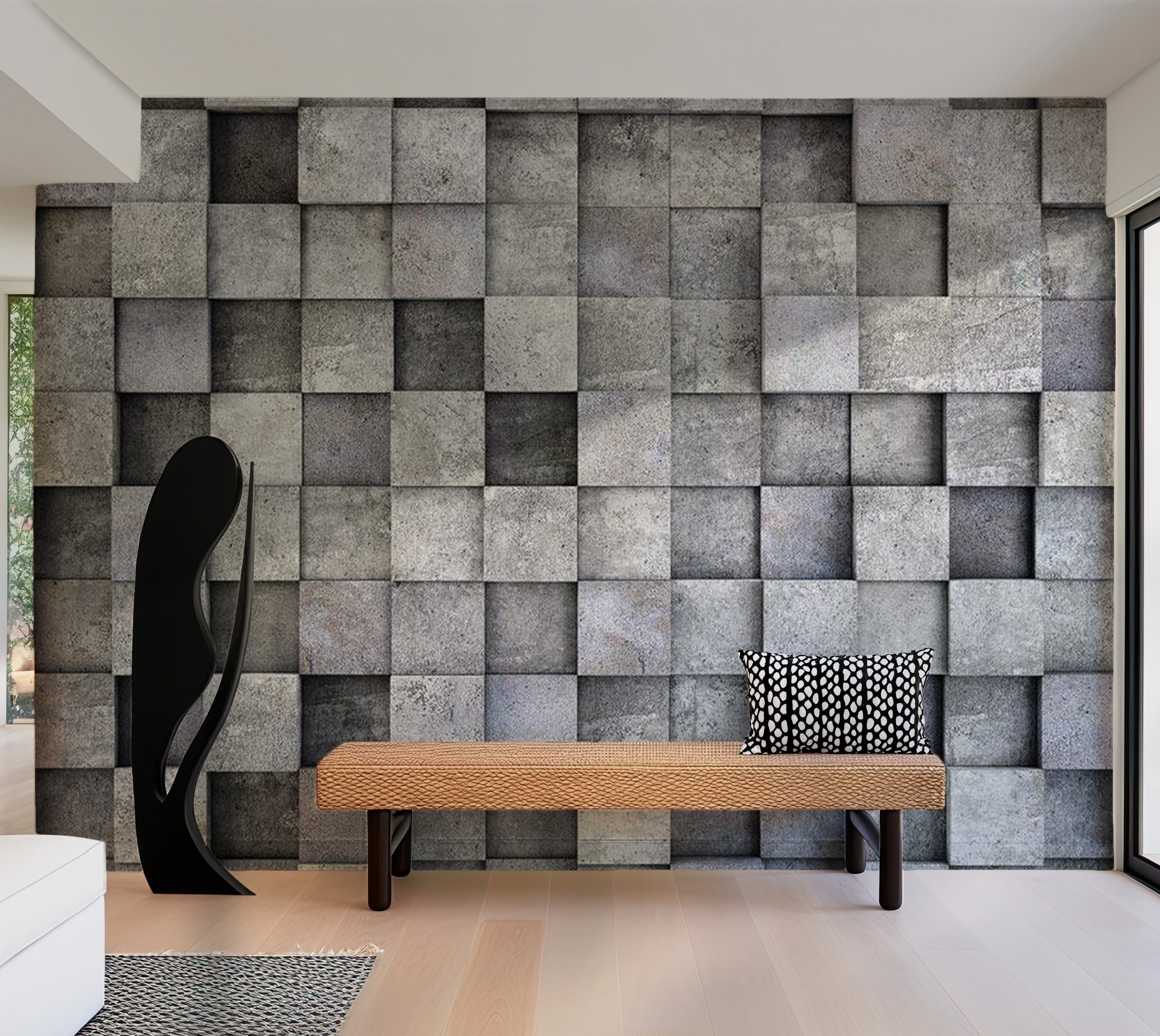 Surface Texture Wallpaper Wall Mural - Concrete Cubes - Walmart.com