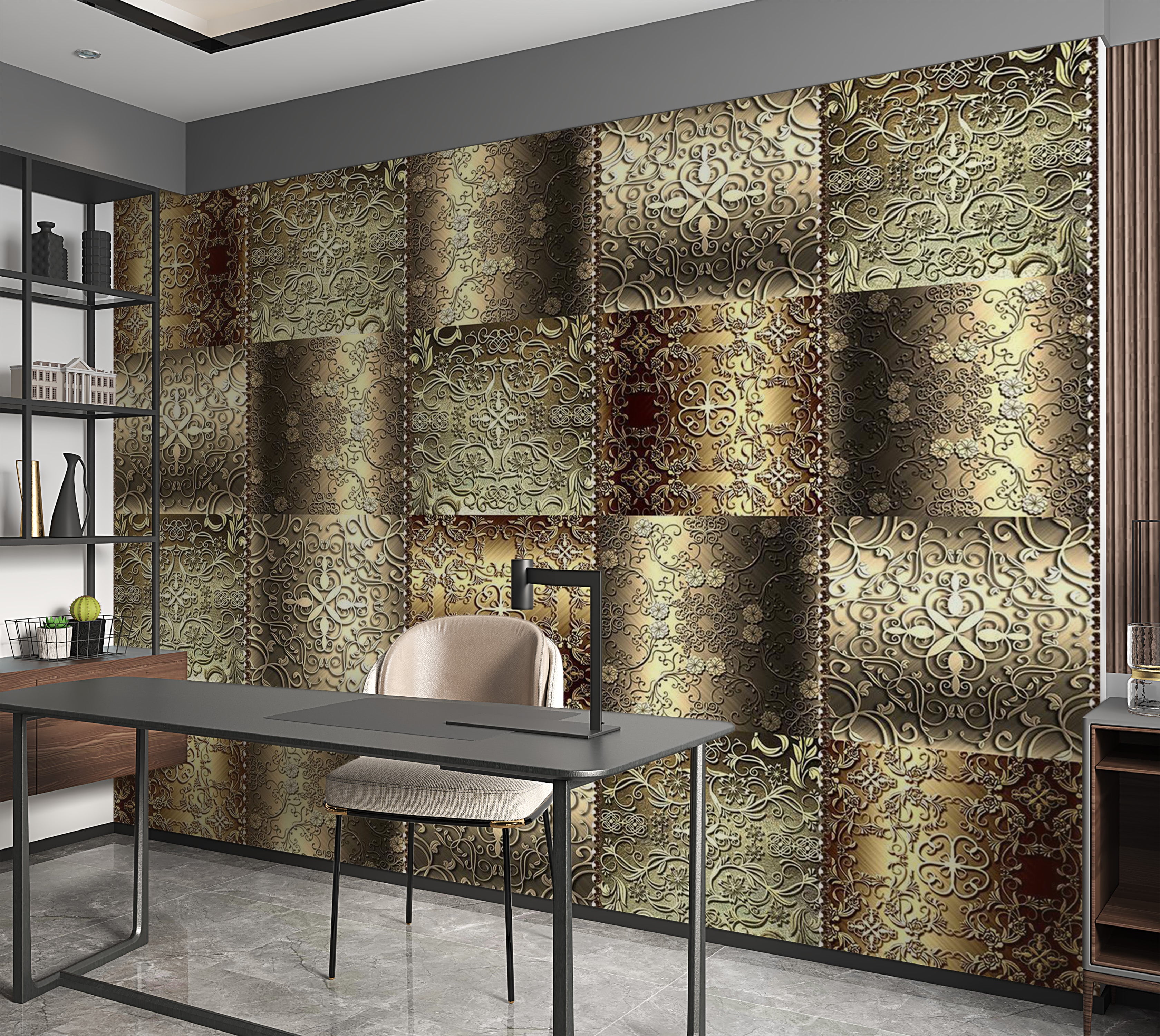 Surface Texture Wallpaper Wall Mural - Ornament Metal Plates - Walmart.com