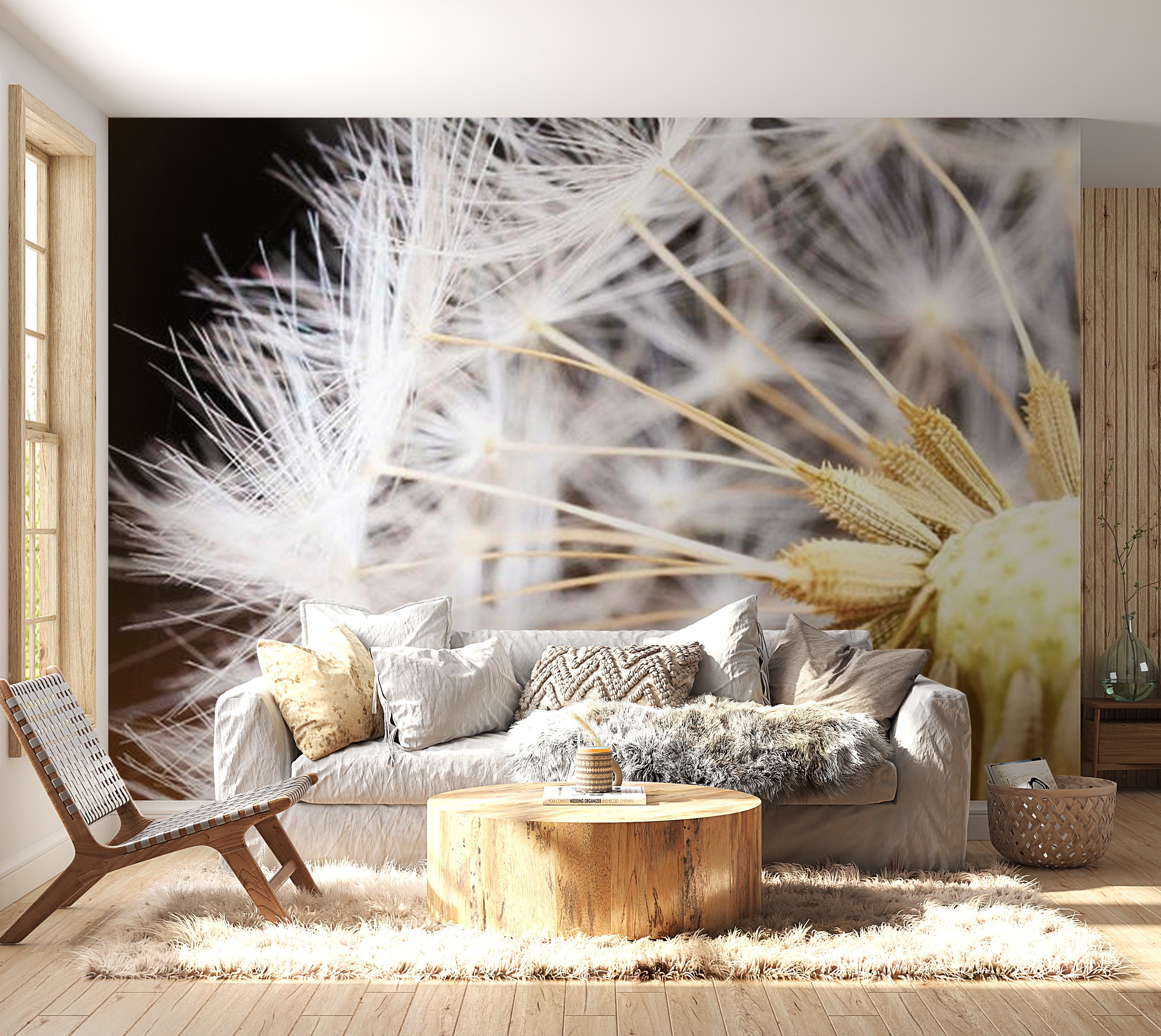 Tiptophomedecor Botanical Wallpaper Wall Mural - Fluffy Dandelion ...
