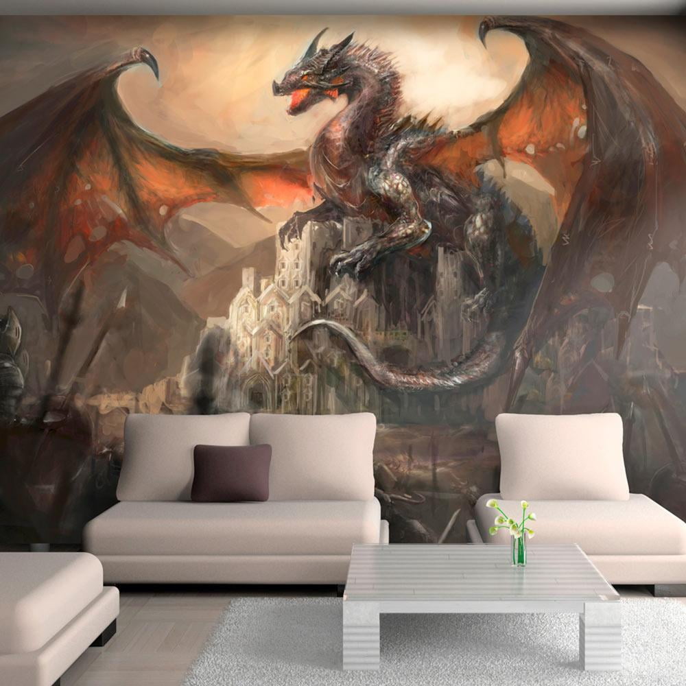 Tiptophomedecor Fiction Wallpaper Wall Mural - Dragon Castle - Walmart.com