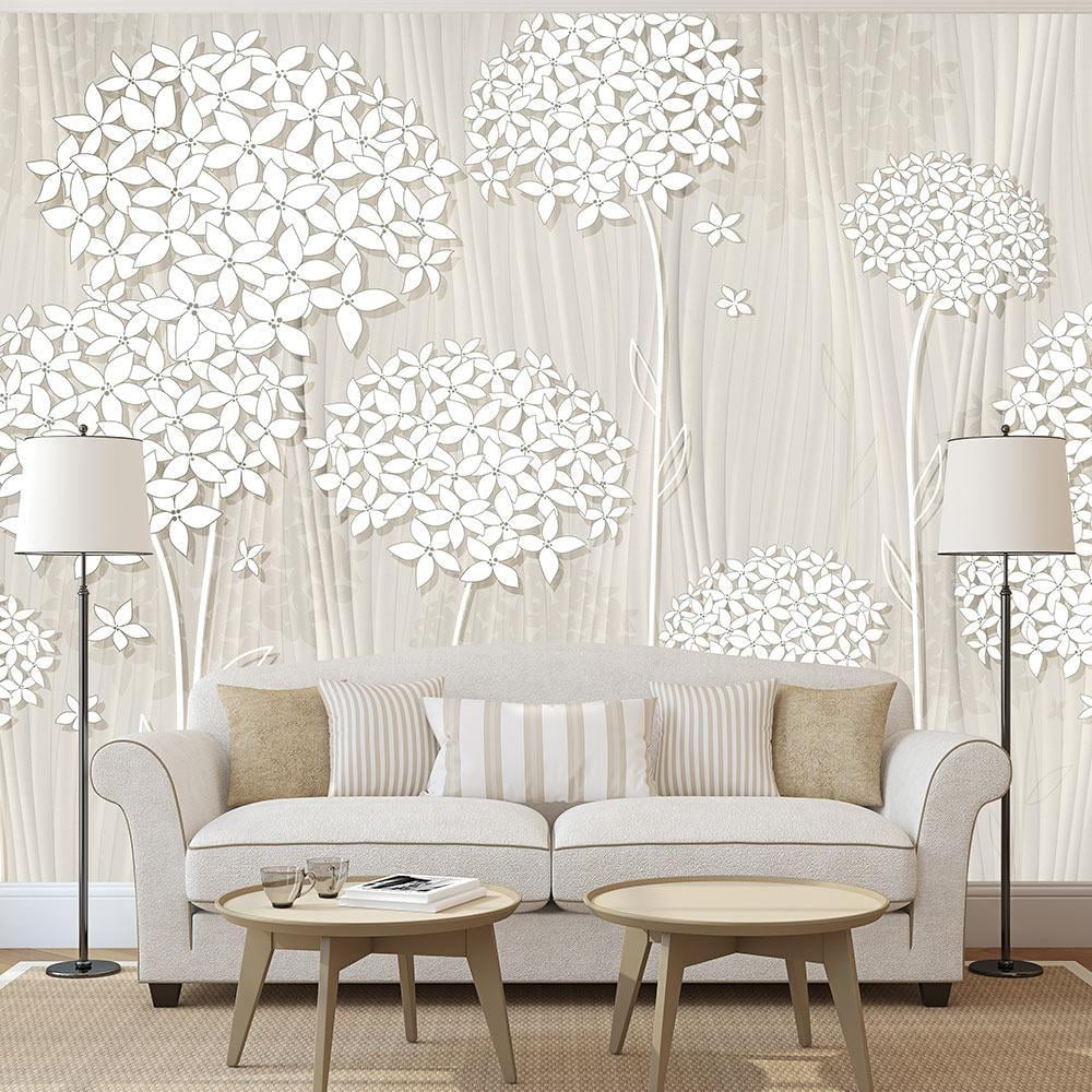 Tiptophomedecor Floral Wallpaper Wall Mural - Creamy Daintiness ...