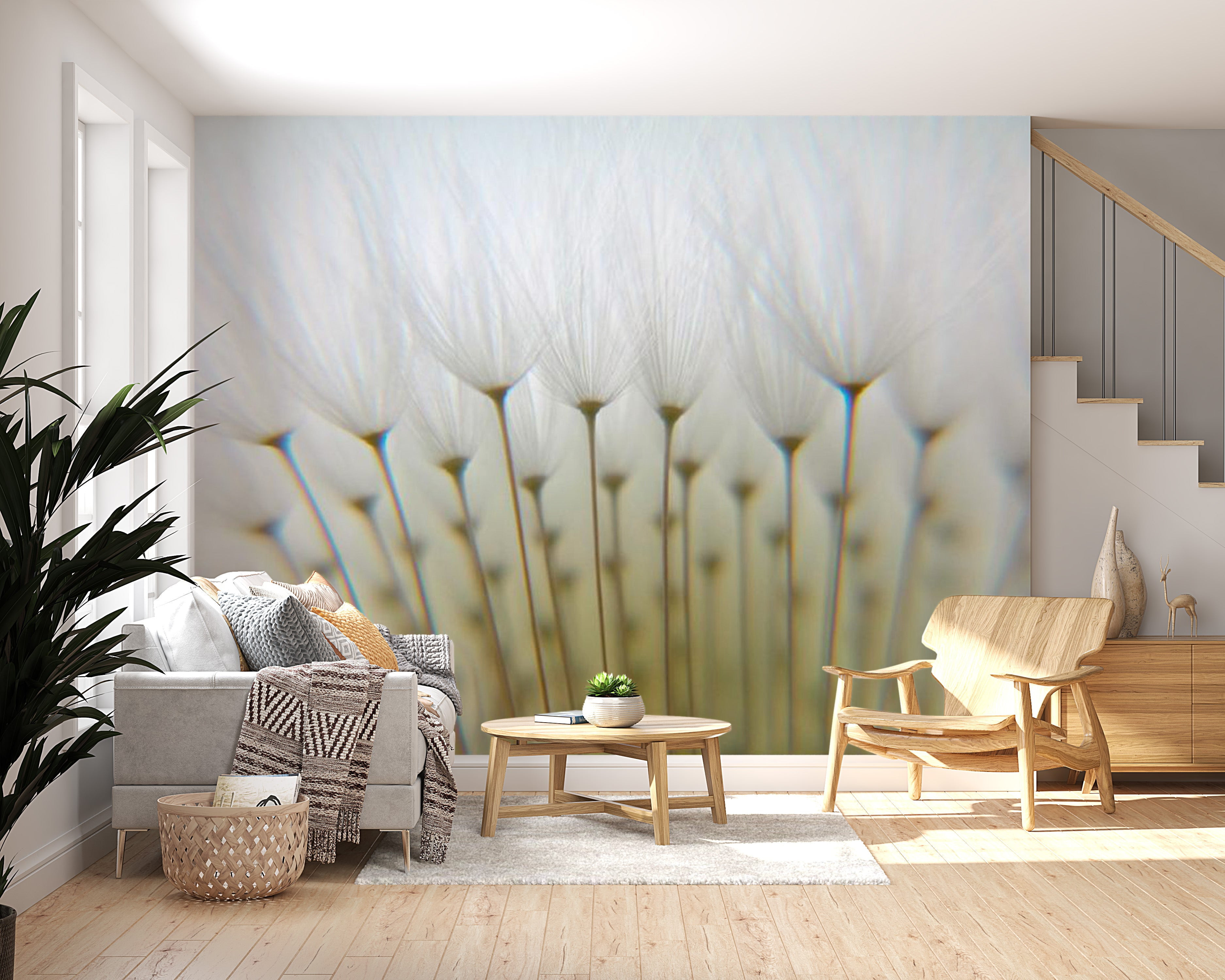 Tiptophomedecor Floral Wallpaper Wall Mural - Dandelion Forest ...