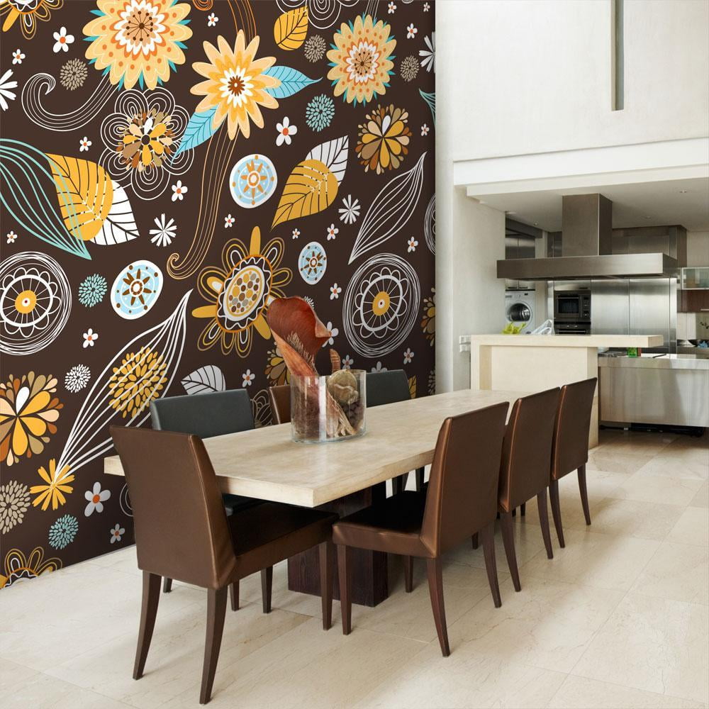 Tiptophomedecor Floral Wallpaper Wall Mural - Transparent Flowers ...