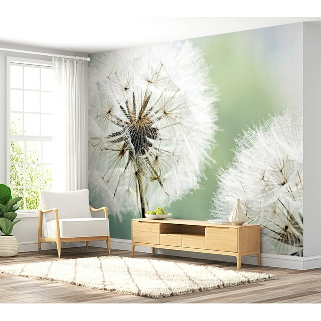 Tiptophomedecor Floral Wallpaper Wall Mural - Two Dandelions - Walmart.com