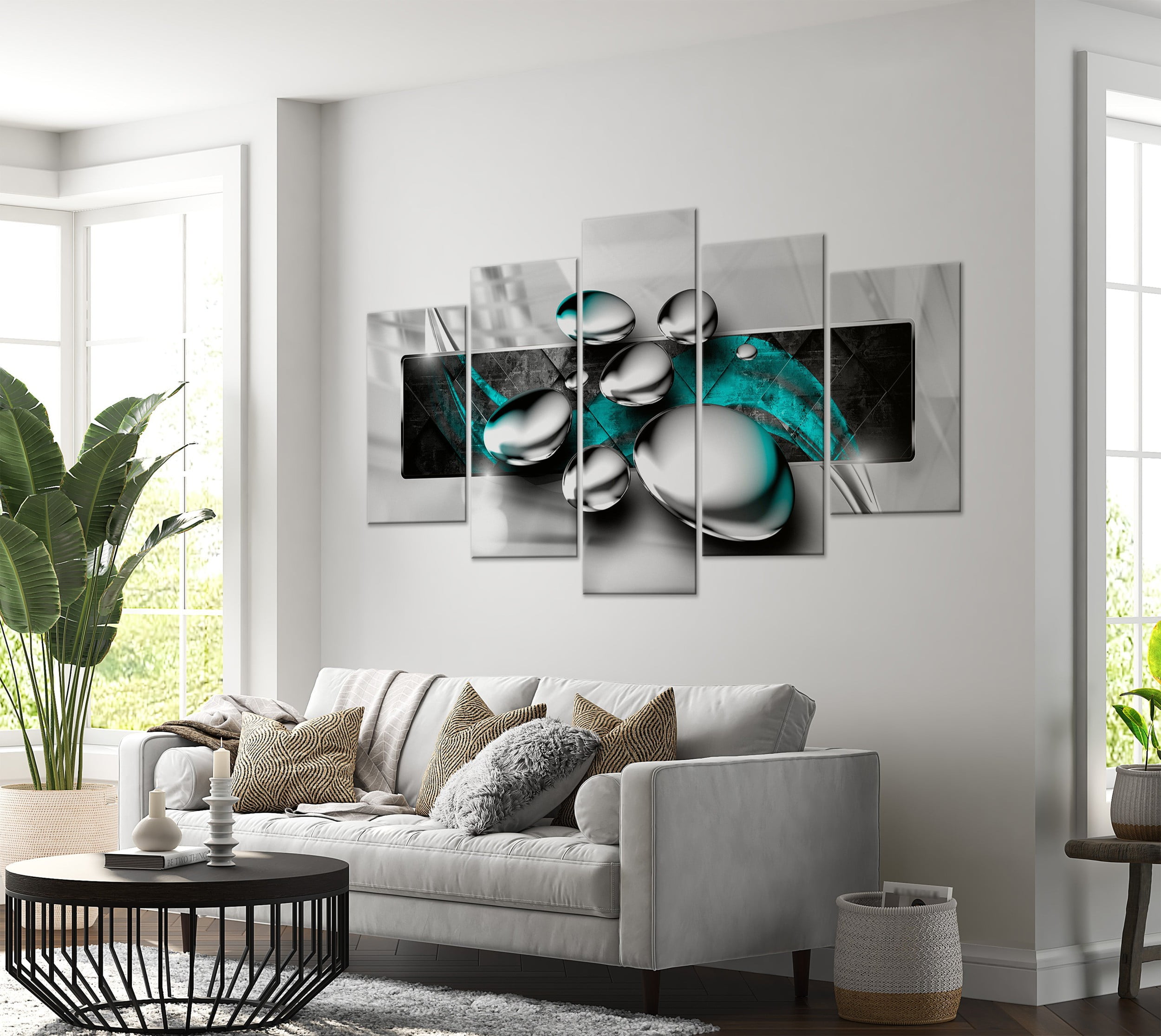 Tiptophomedecor Glamour Canvas Wall Art - Shiny Stones Turquoise 5 ...