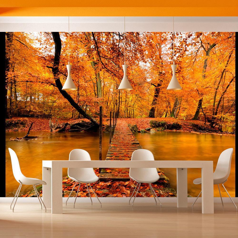 Tiptophomedecor Landscape Wallpaper Wall Mural - Autumn Bridge ...