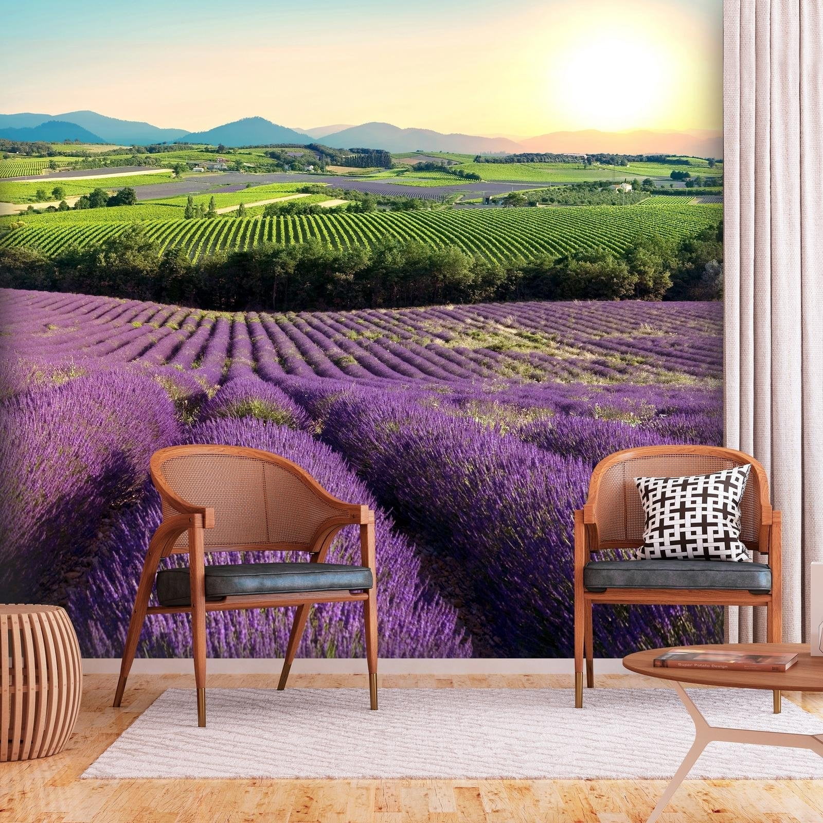 Tiptophomedecor Landscape Wallpaper Wall Mural - Lavender Field ...