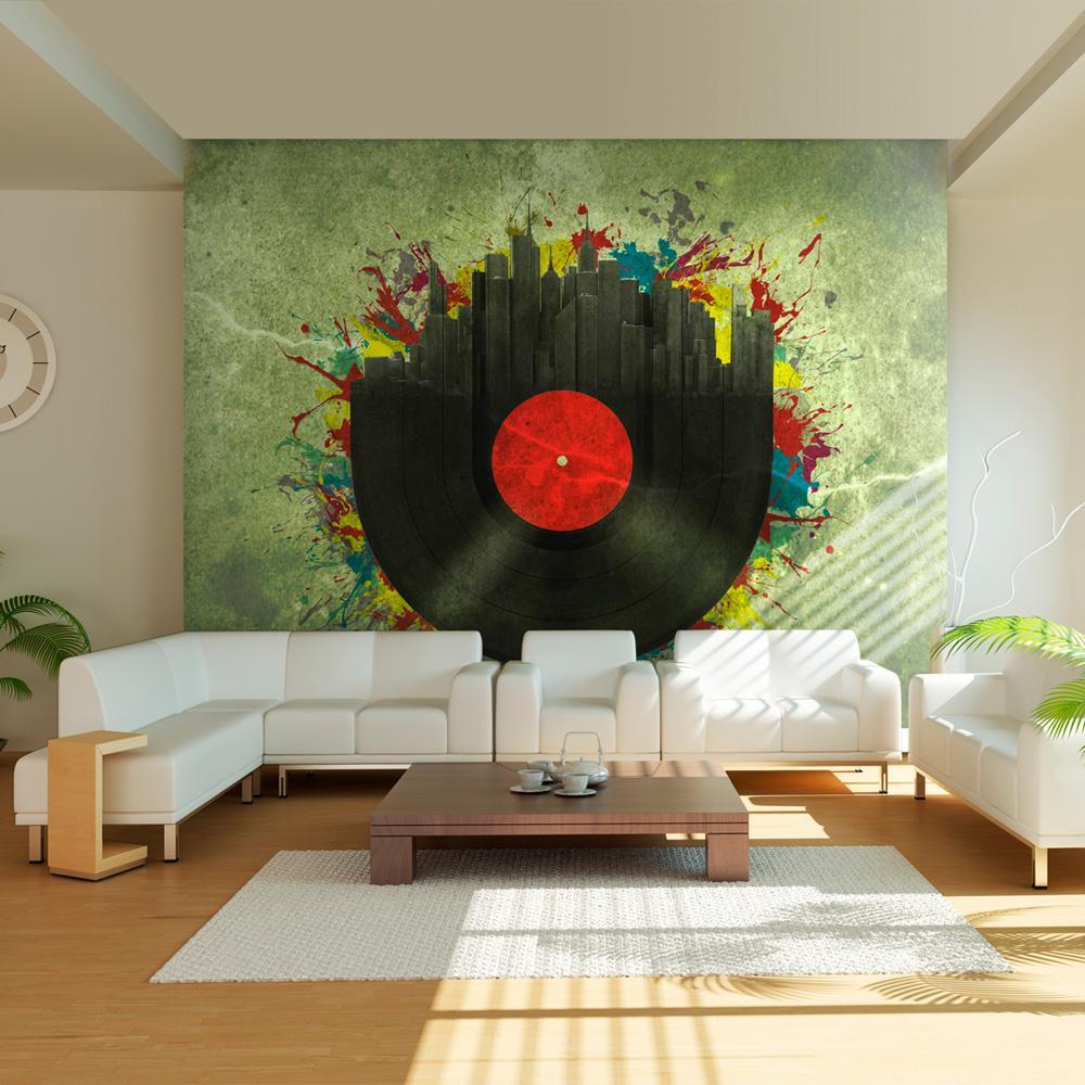 Tiptophomedecor Music Wallpaper Wall Mural - Melodies Of The City ...
