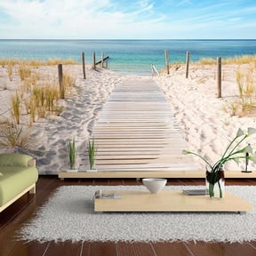 Large 3D Beach Sea Window Decal Wall Sticker, Exotic Beach View Art ...