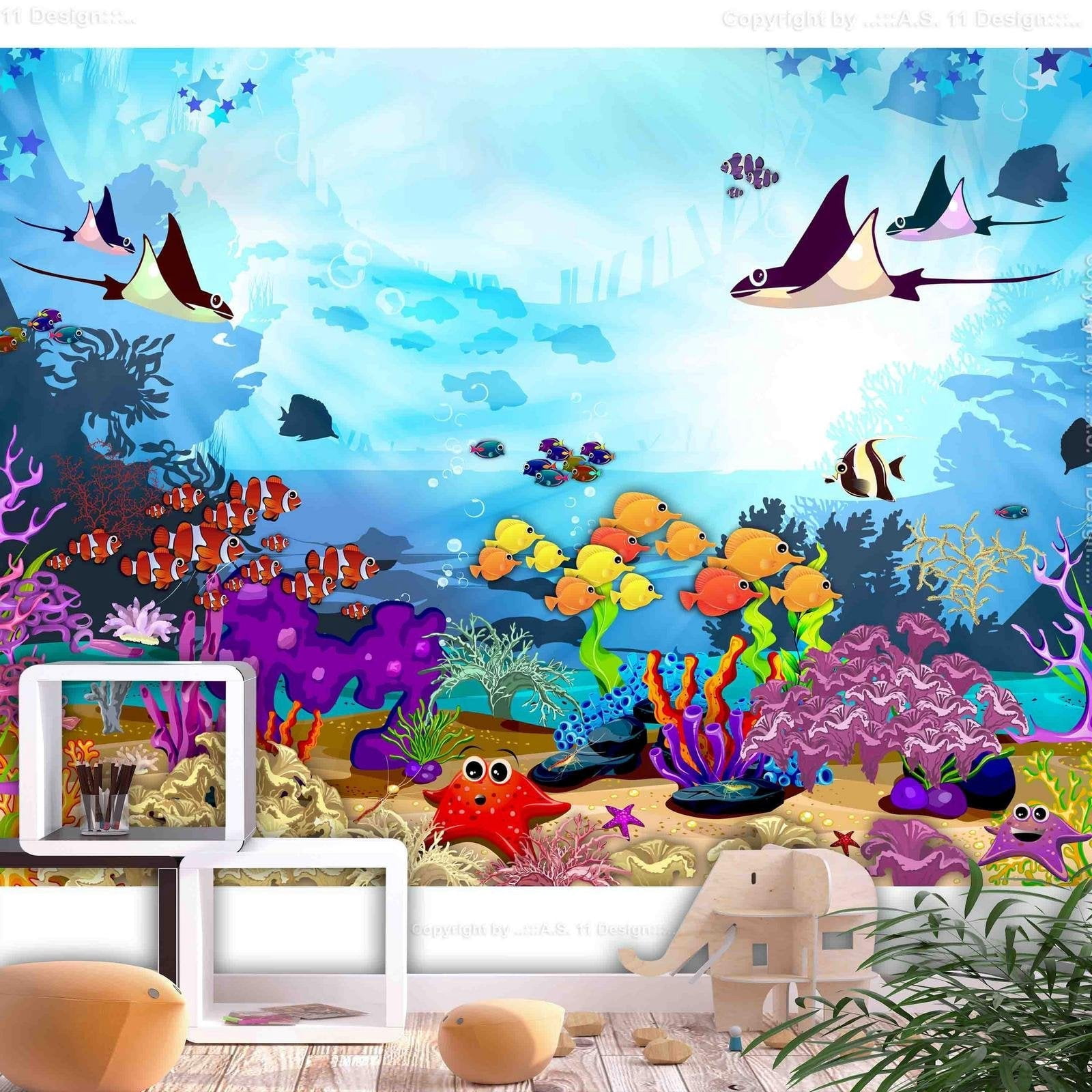 Tiptophomedecor Peel and Stick Cartoon Wallpaper Wall Mural ...