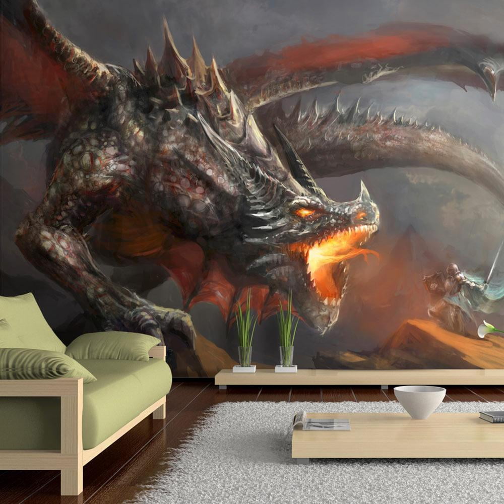 Tiptophomedecor Peel and Stick Fiction Wallpaper Wall Mural - Dragon ...